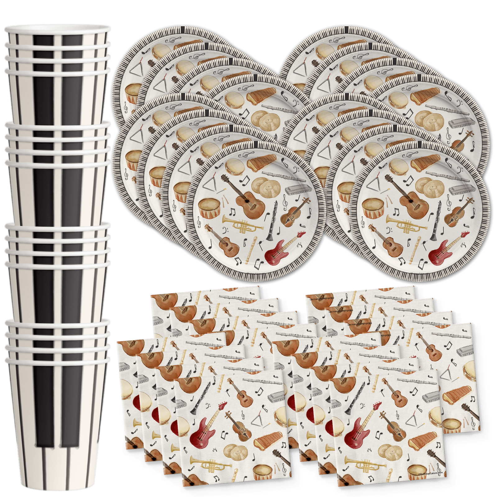 Musical Instruments Party Supplies Set Plates Napkins Cups Tableware ...