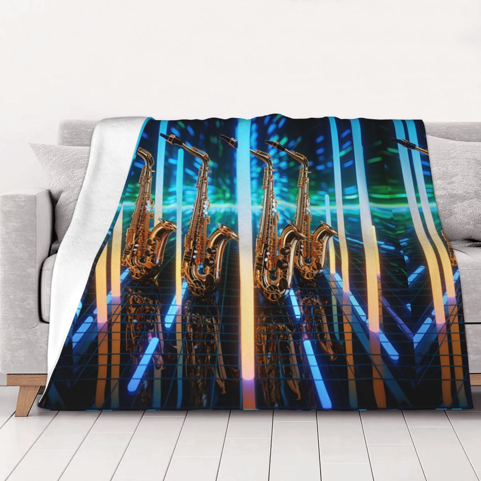 Musical Instruments Saxophone Throws Blanket Fleece Soft Cozy Warm ...