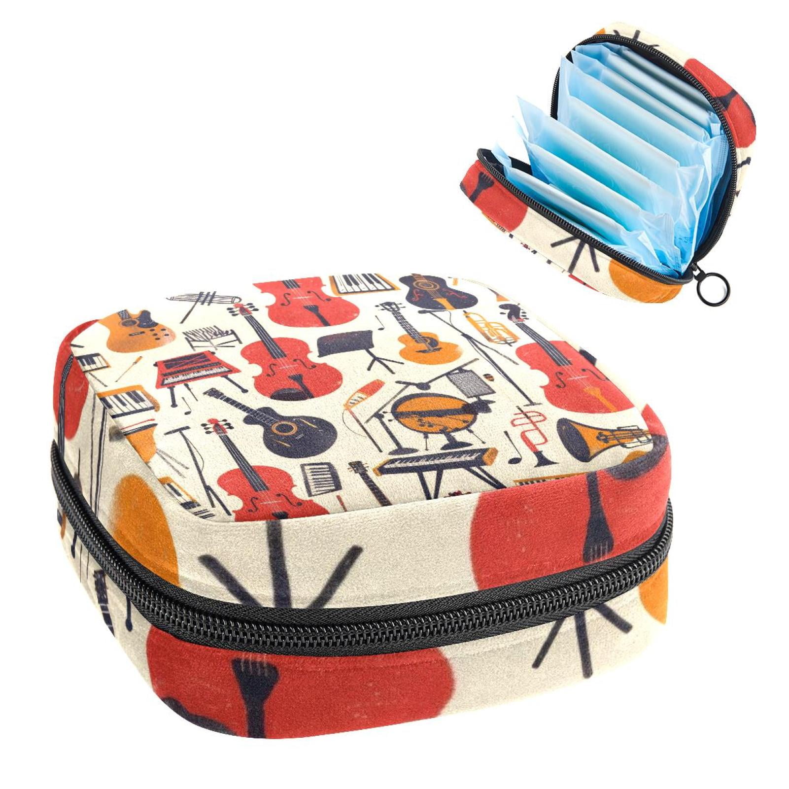 Musical Instruments Seamless Sanitary Napkin Storage Bag, Zipper ...