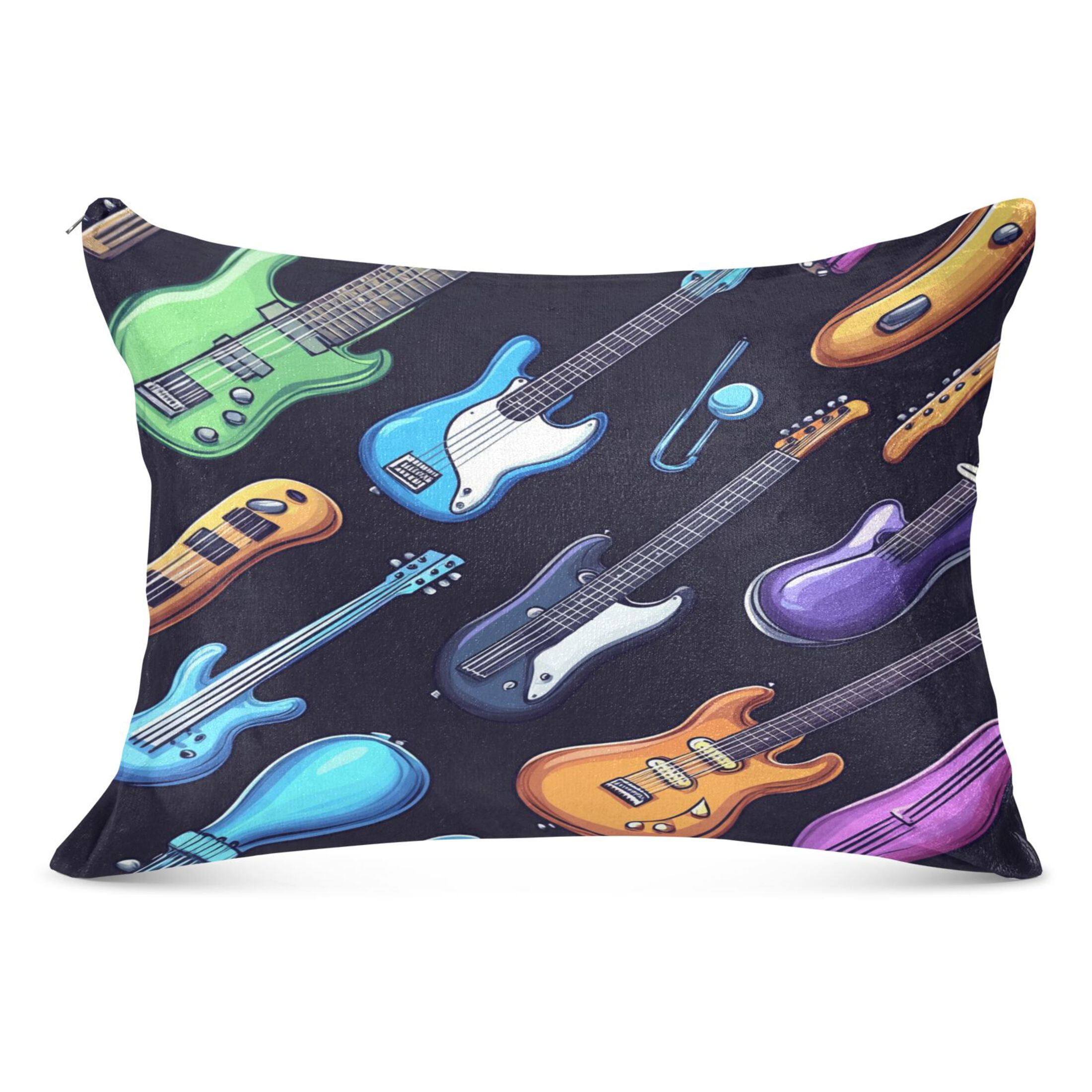 Musical Instruments Soft Plush Pillow Cover, Zippered Design ...