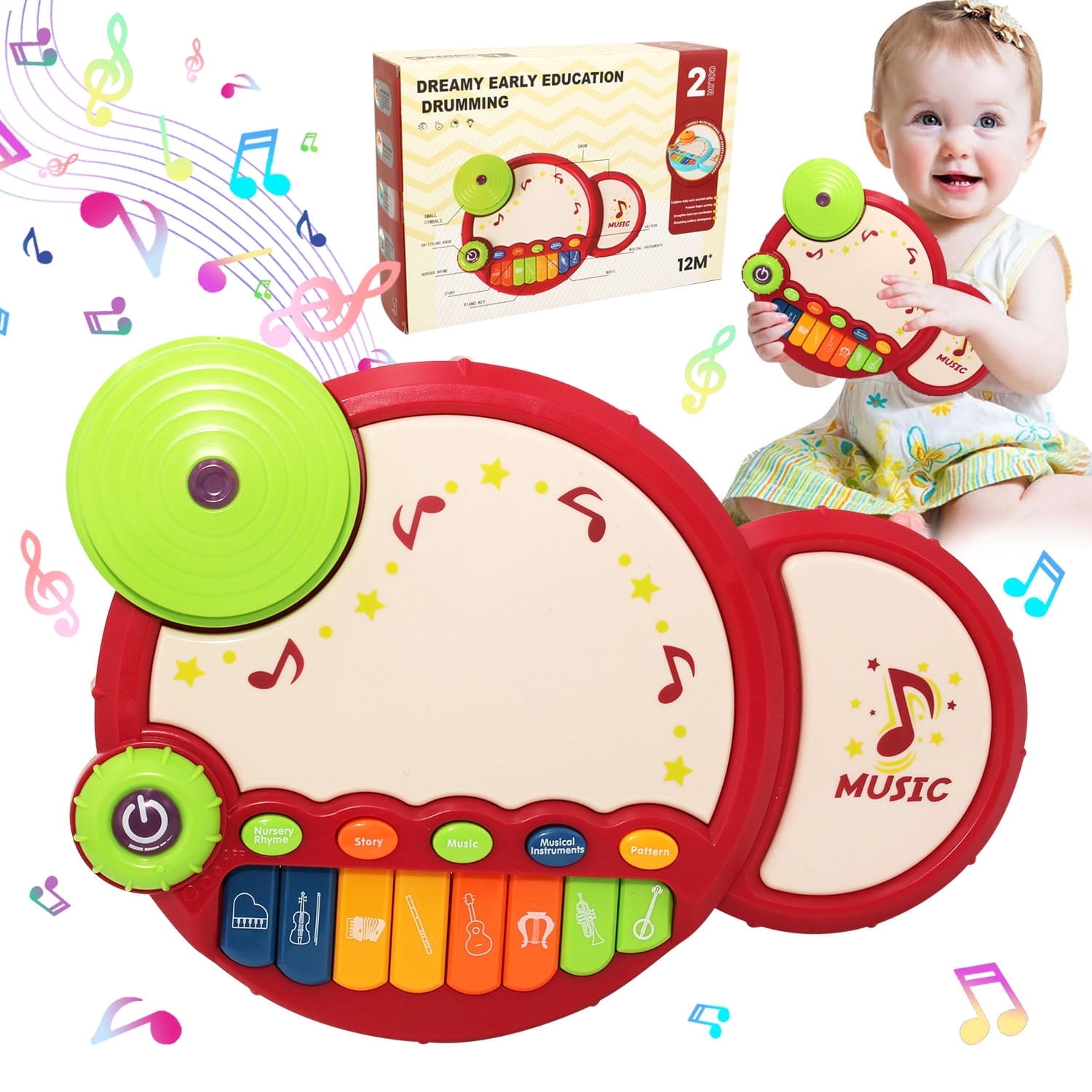 Musical Instruments Toys for 12-24 Months, Drum Set Toy for Kids 1-3 ...