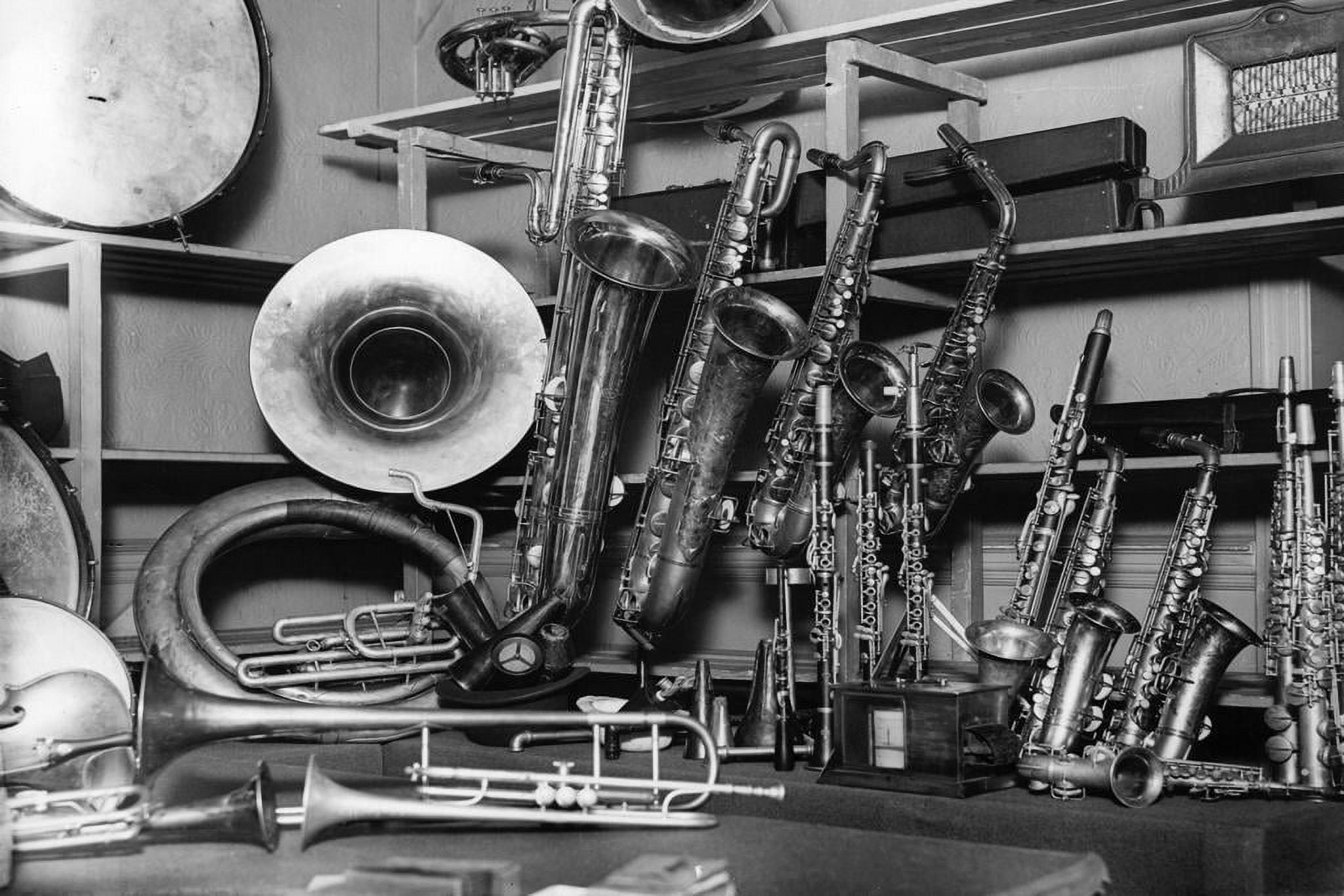 Musical Instruments Vintage Black and White Photo Photograph Cool Wall ...