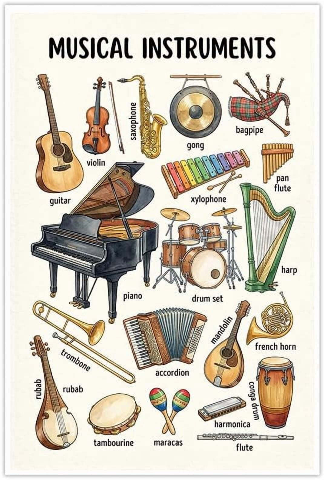 Musical Instruments Wall Art Canvas Poster Educational Music Instrument ...