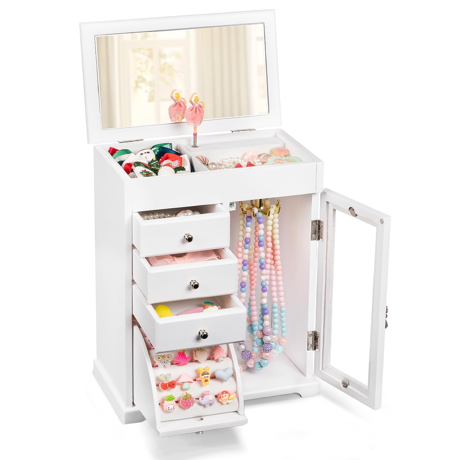 Musical Jewelry Box for Girls, 5 Layer Kids Jewelry Box with Spinning ...
