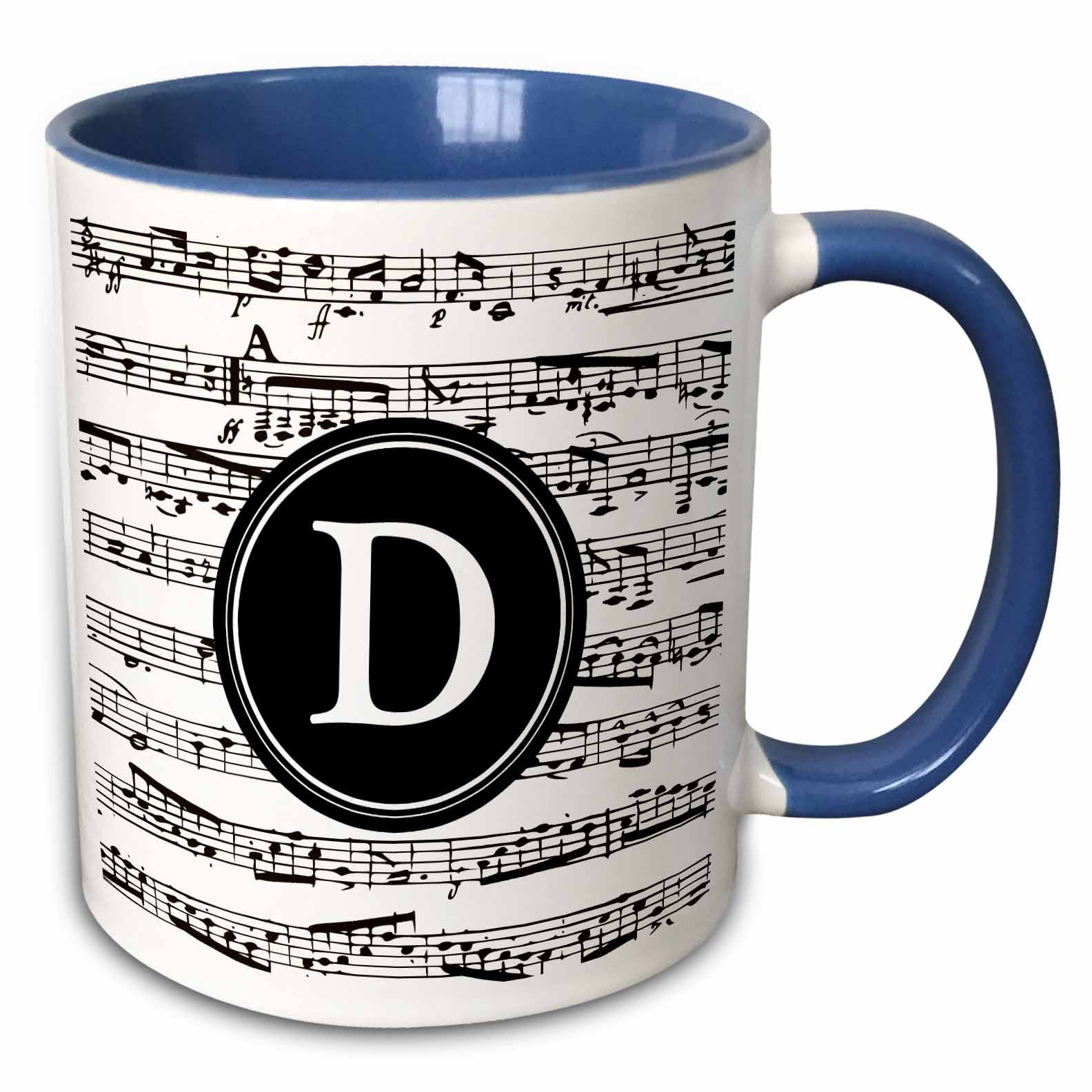 3drose, Musical Letter D Black and White Music Monogram Customised ...