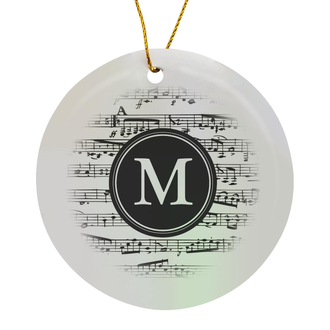 3drose, Musical Letter M Black and White Music Monogram Personalized ...