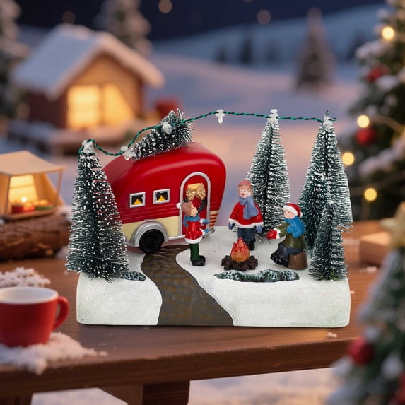 Musical Light-Up Christmas Camper Decoration – LED Village Scene with ...