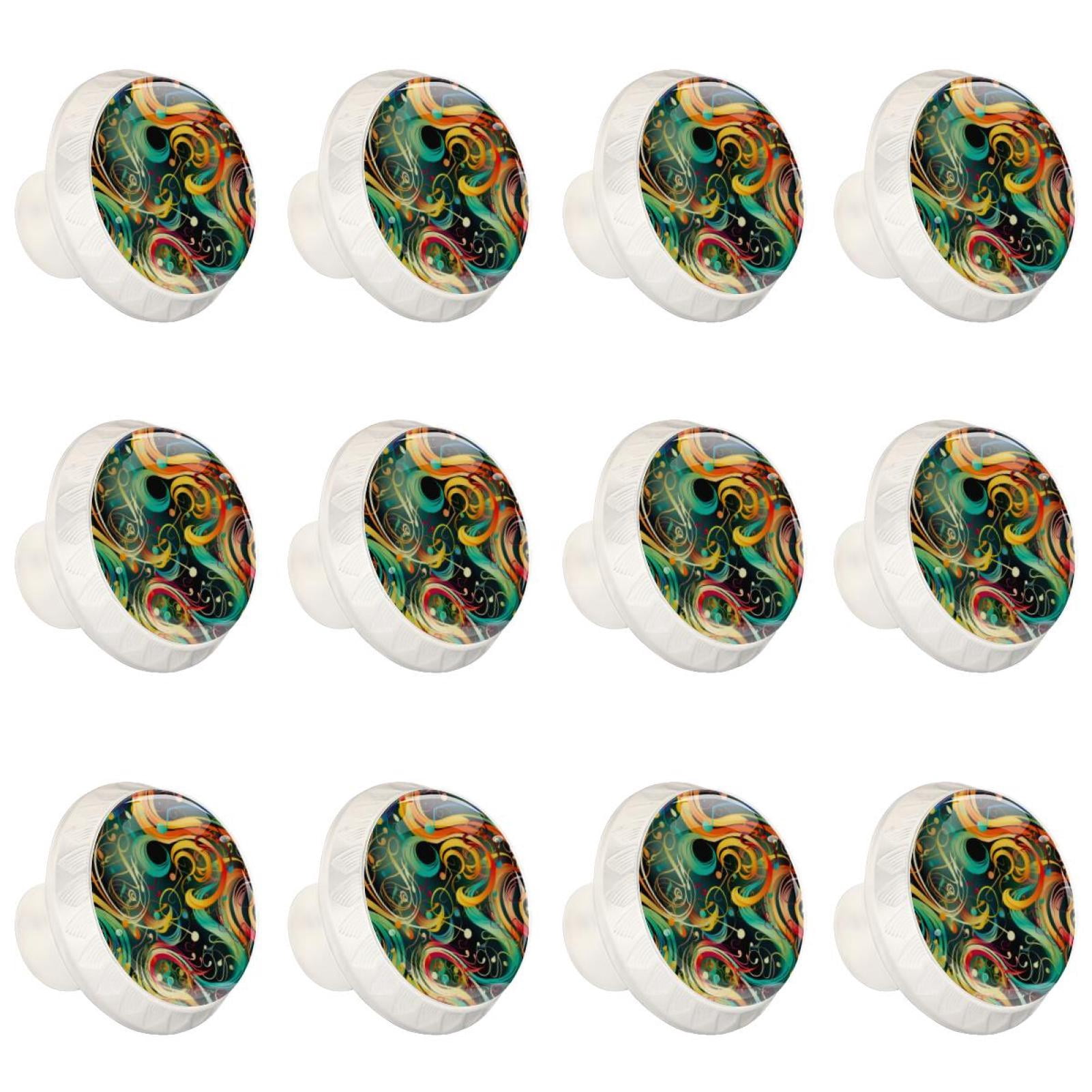 Musical Note 12 Pcs White Round Drawer Pulls with Screws,ABS and Glass ...