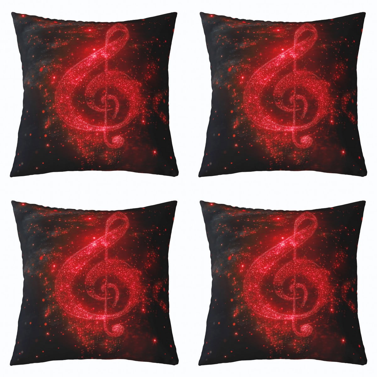 Musical Note 4 Pack Pillow Covers,Chic Starry Red Sequins Print (Not ...