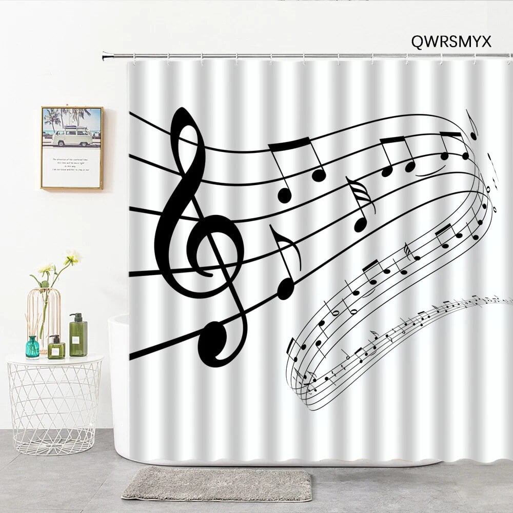 Musical Note Bamboo Texture Background Shower Curtain Modern Creative ...