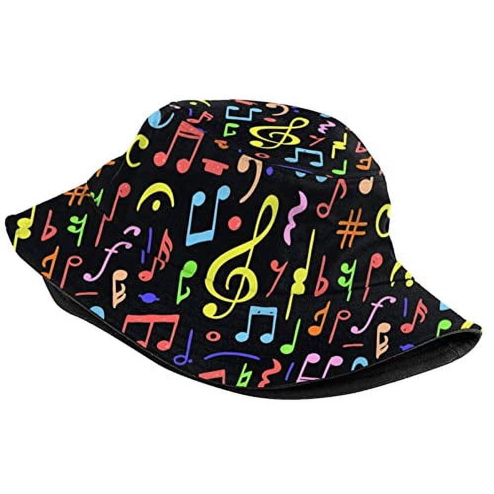 Musical Note Bucket Hat Funny Music Theme Sun Hats Packable Fisherman ...