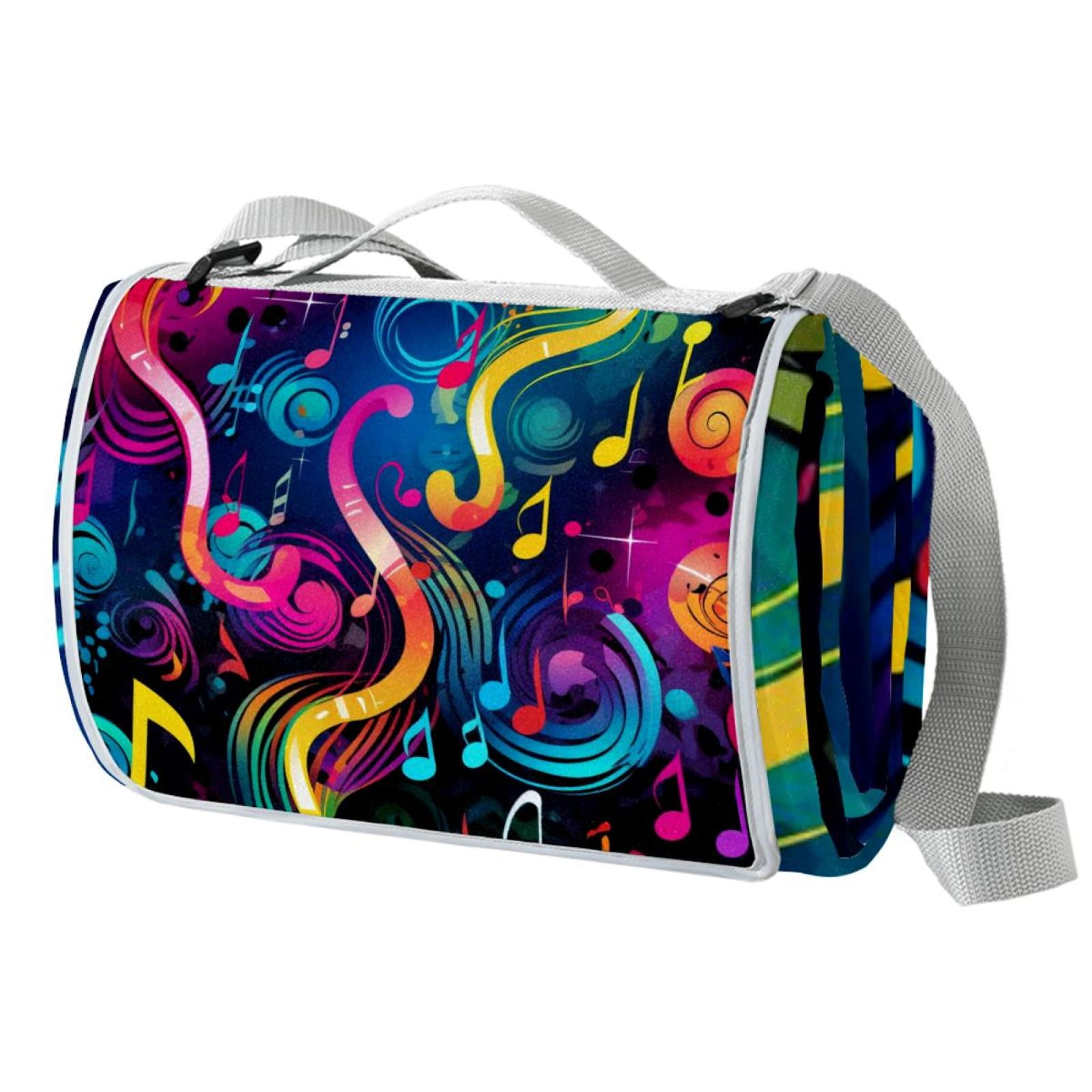 Musical Note Canvas Picnic Blanket Outdoor Waterproof Portable Mat for ...