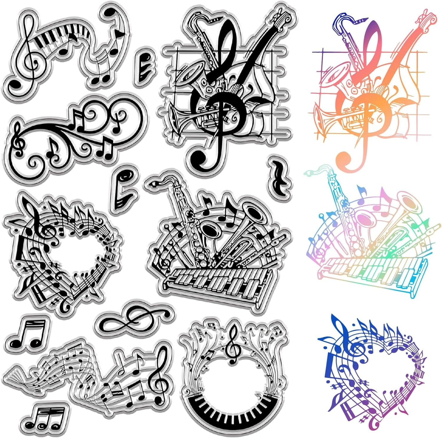 Musical Note Clear Stamps Vintage Piano Instrument Rubber Stamps ...