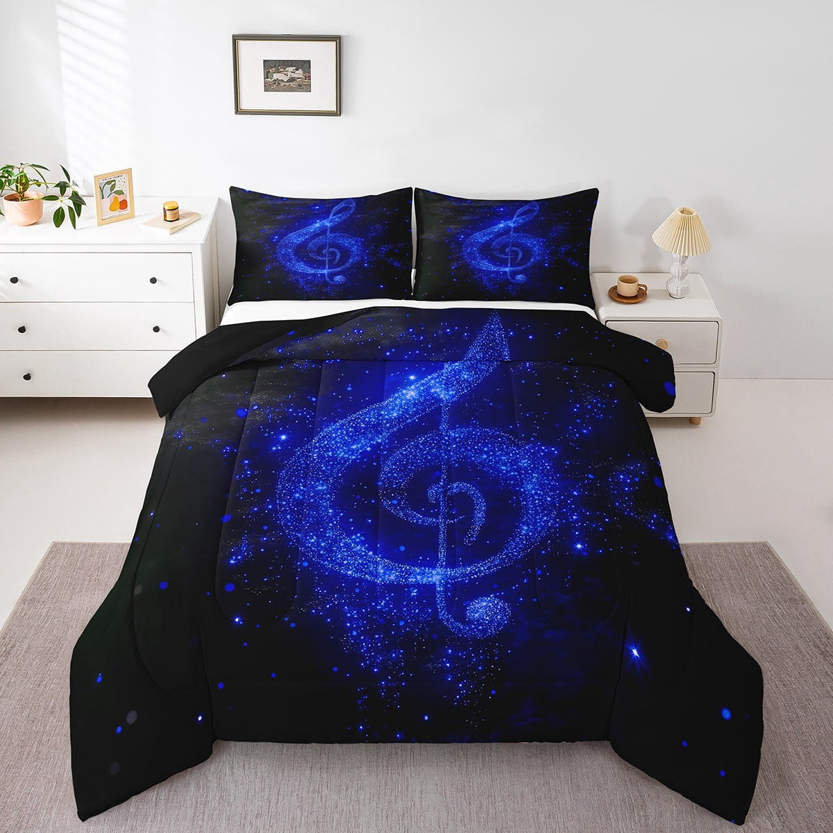 Musical Note Comforter Set,Fashion Romantic Glitter Music Theme Bedding ...