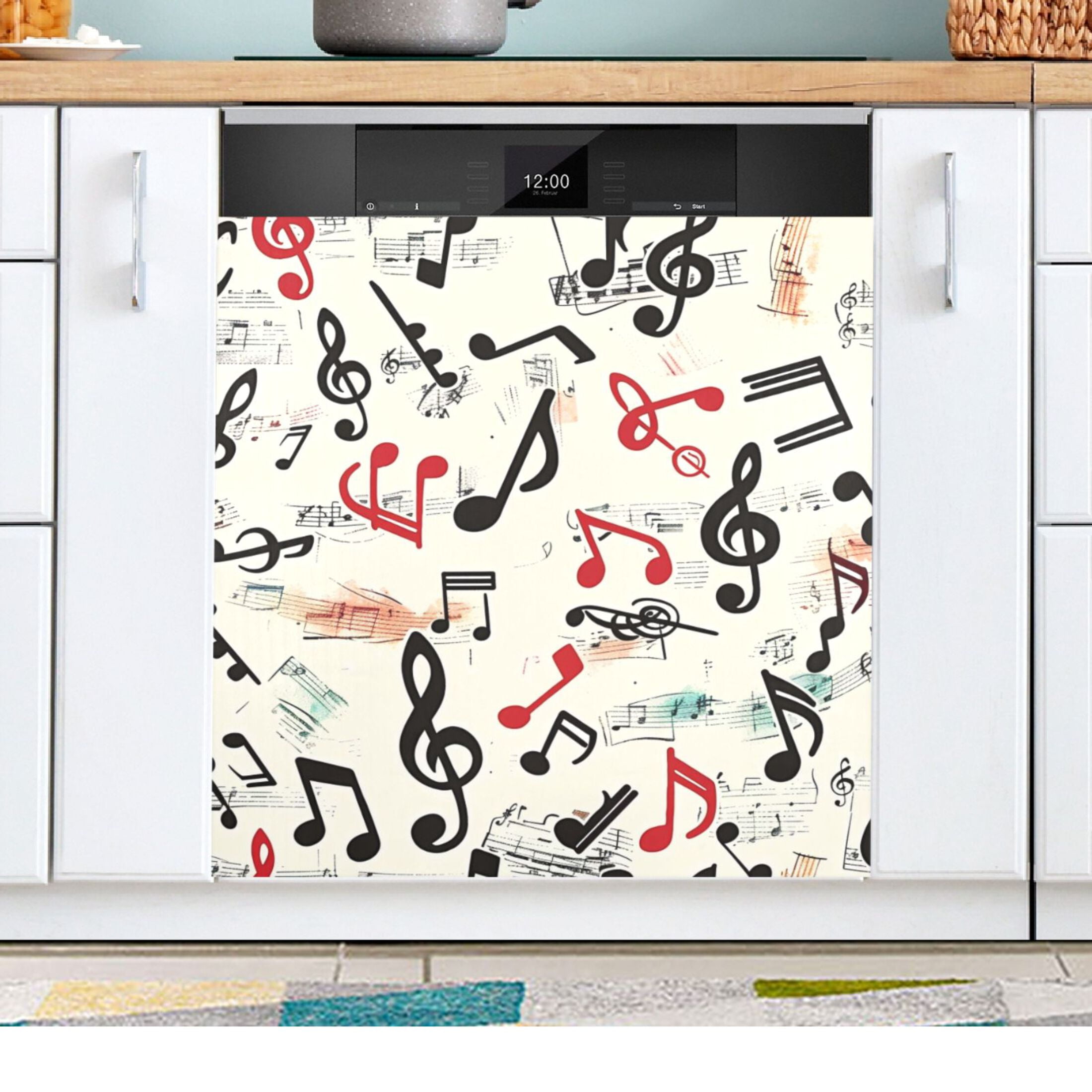 Musical Note Dishwasher Magnetic Refrigerator Magnet Cover Kitchen Art ...