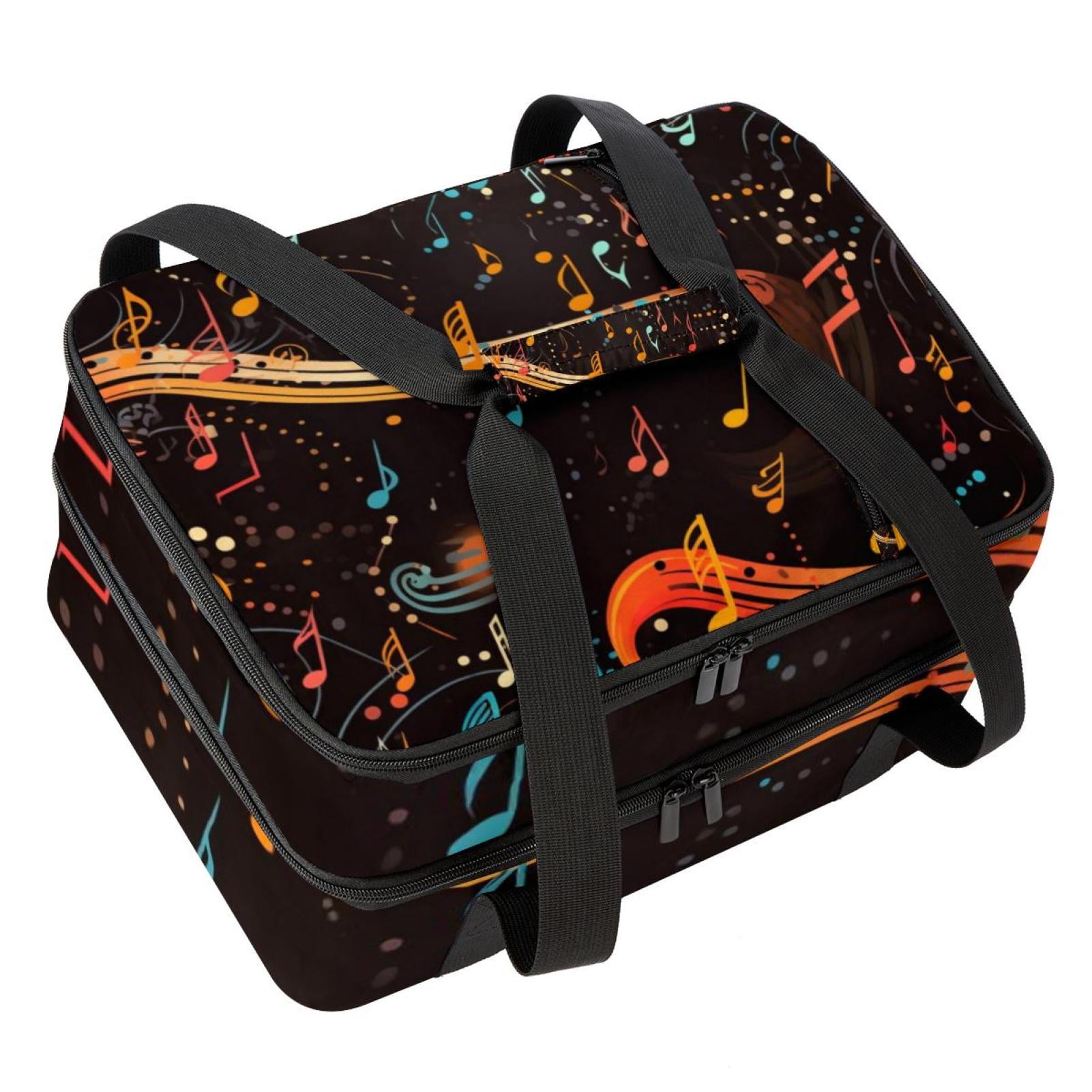 Musical Note Double Layered Insulated Lunch Bag with Two Compartments ...