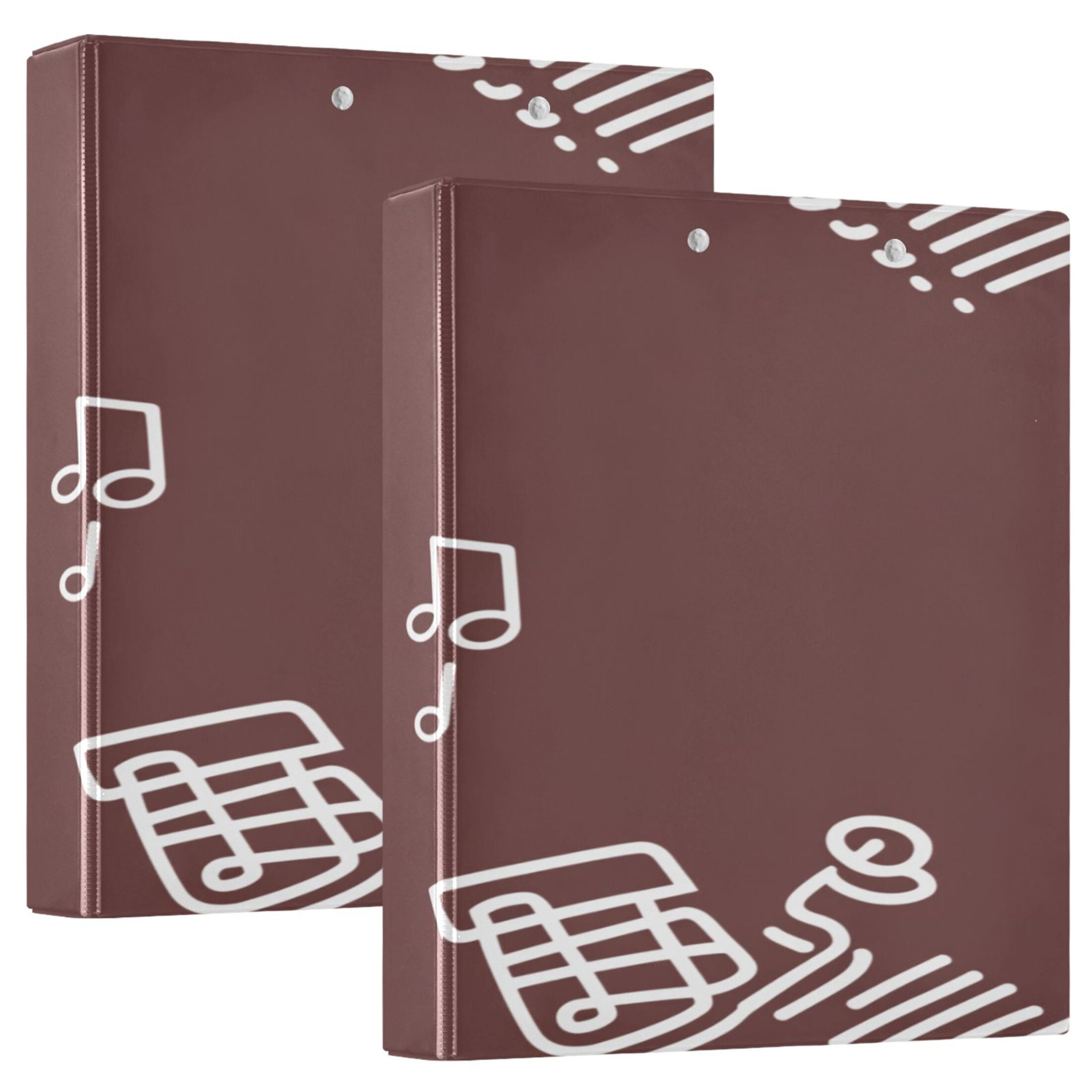 Musical Note Element Design 12.4x10.6in PVC Round Ring Binder, D-Ring 3 ...