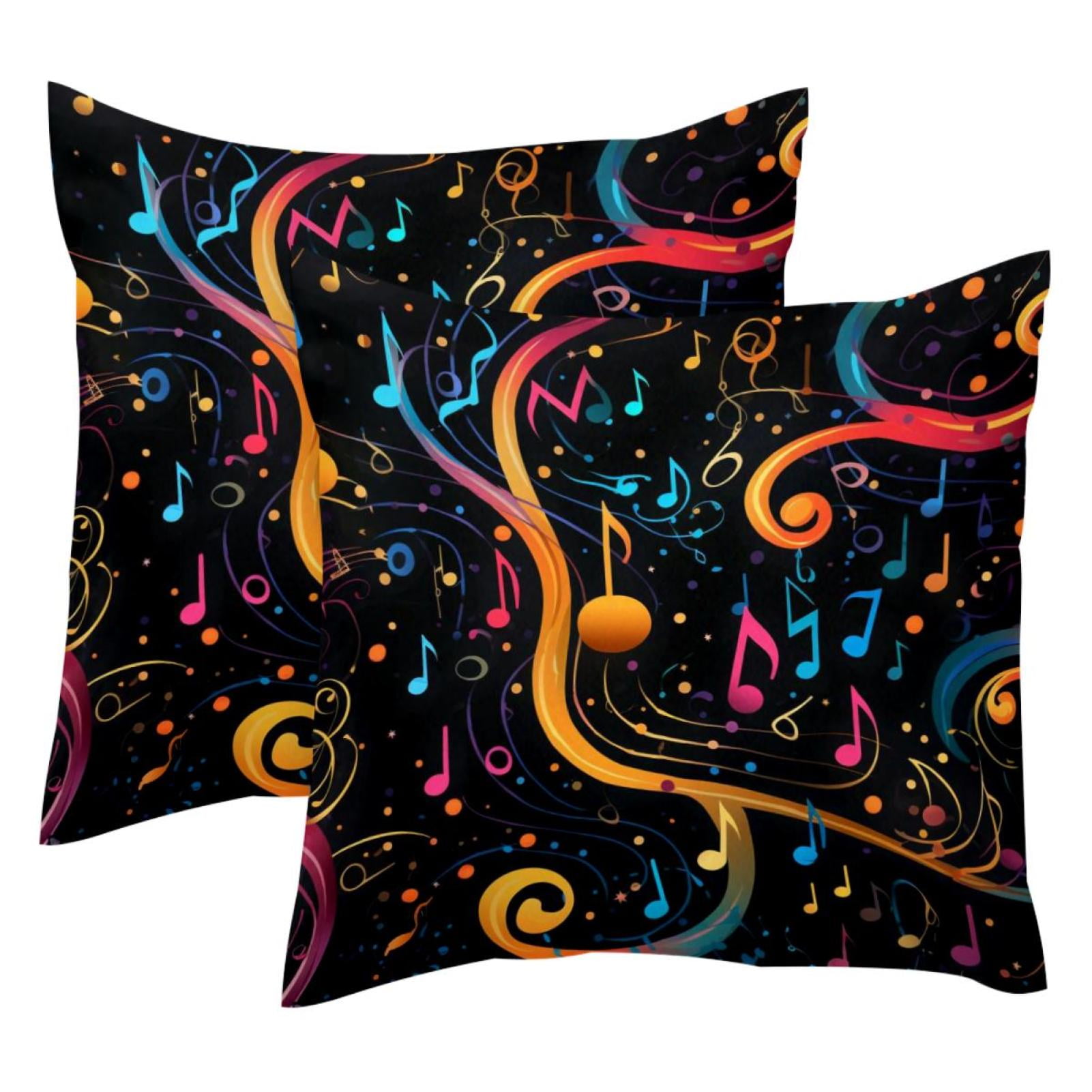 Musical Note Luxurious Velvet Throw Pillow Inserts 2PCS Chair Pillow ...