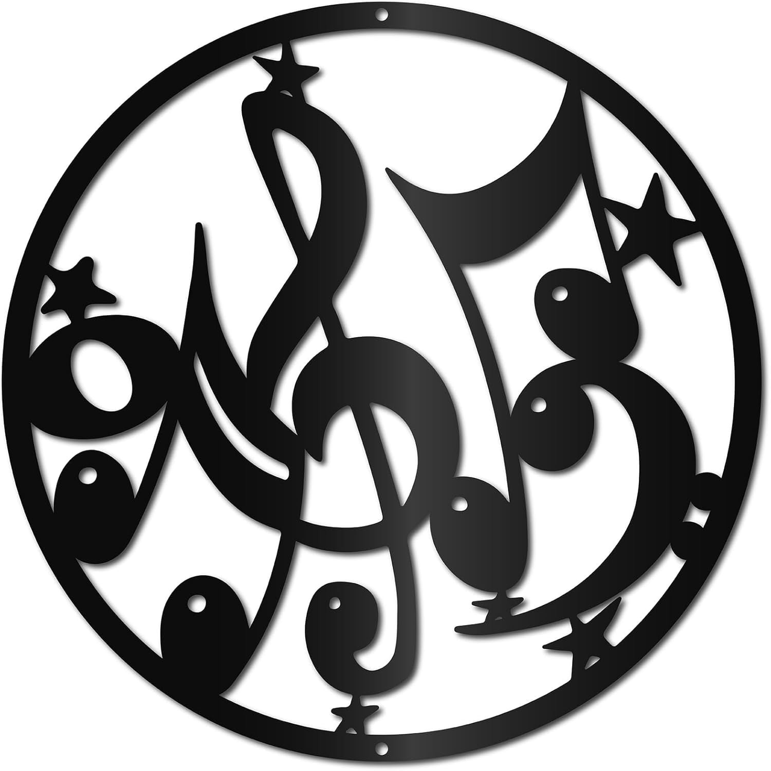 Musical Note Metal Wall Art Decor Black Sculpture Wall Decor Rustic ...