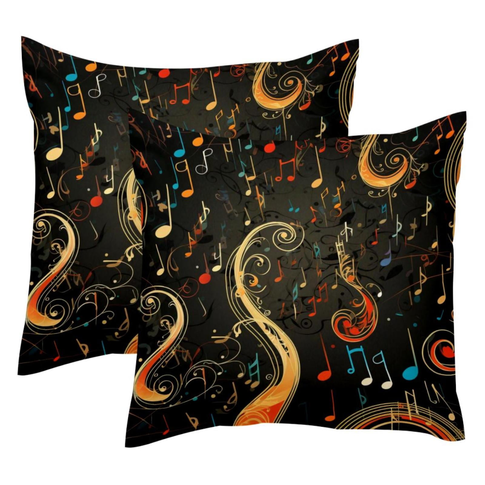 Musical Note Pattern 2PCS Printed Square Cushion 16x16 Inch Pillow ...