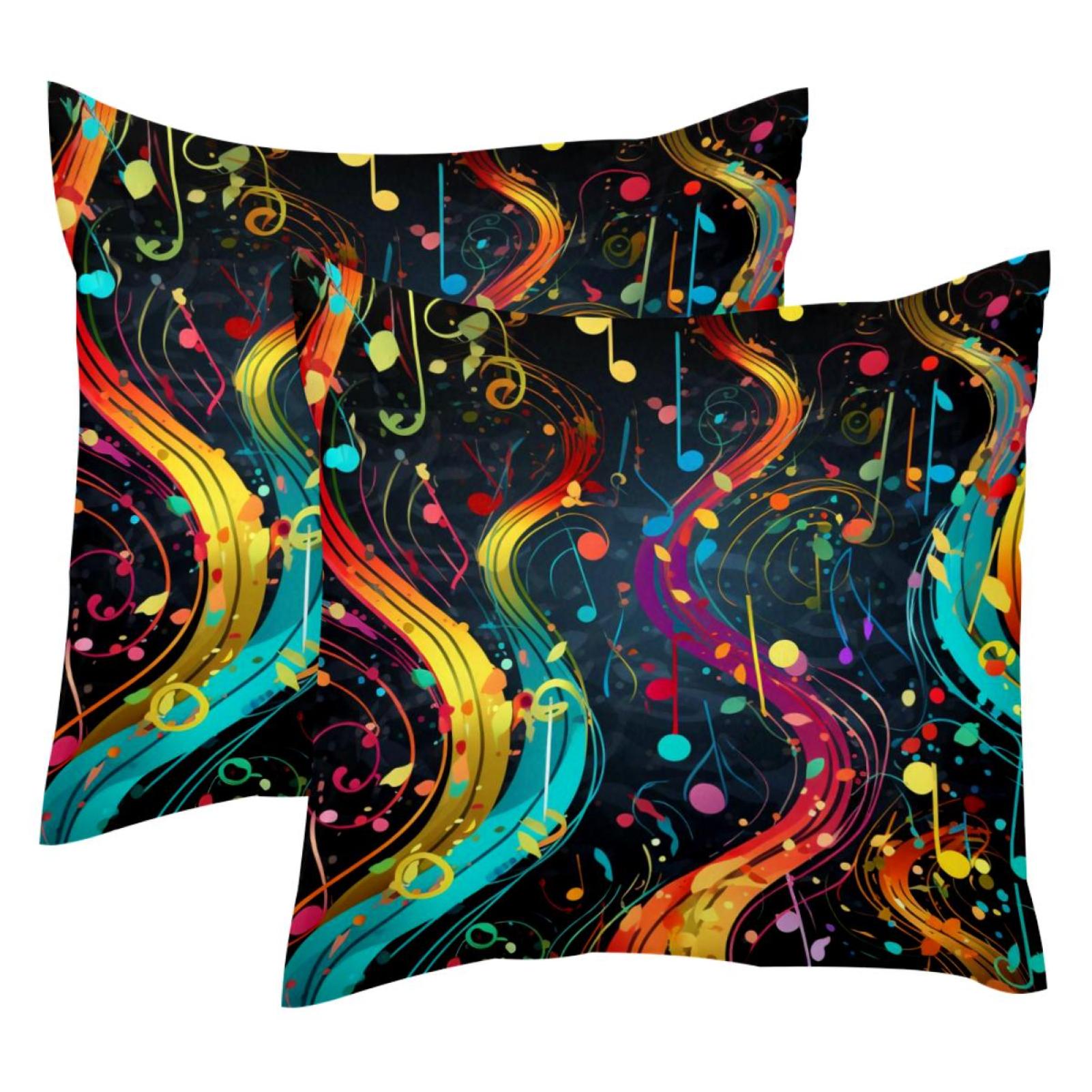 Musical Note Pattern 2PCS Printed Square Cushion 16x16 Inch Pillow ...