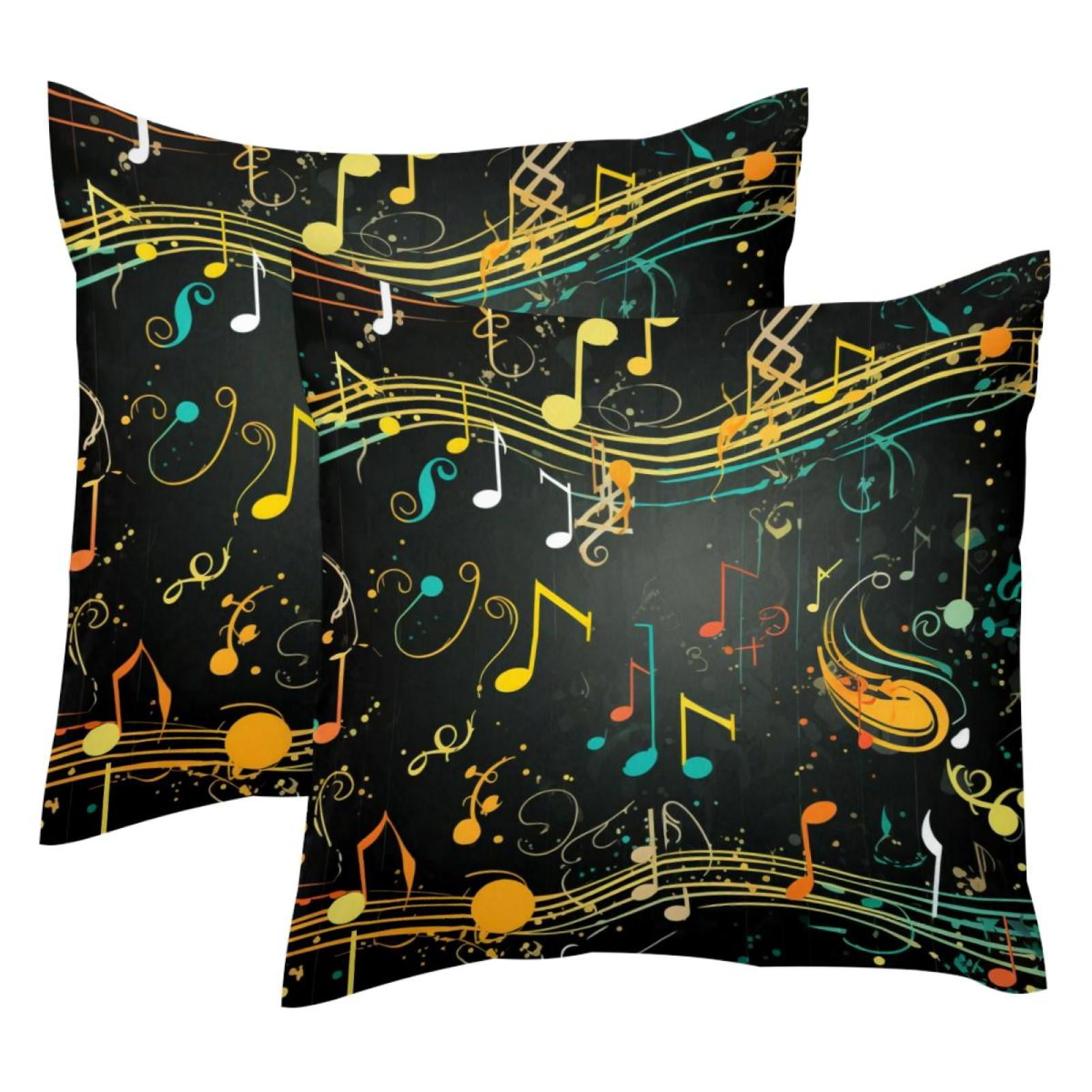 Musical Note Pattern 2PCS Printed Square Cushion 18x18 Inch Pillow ...