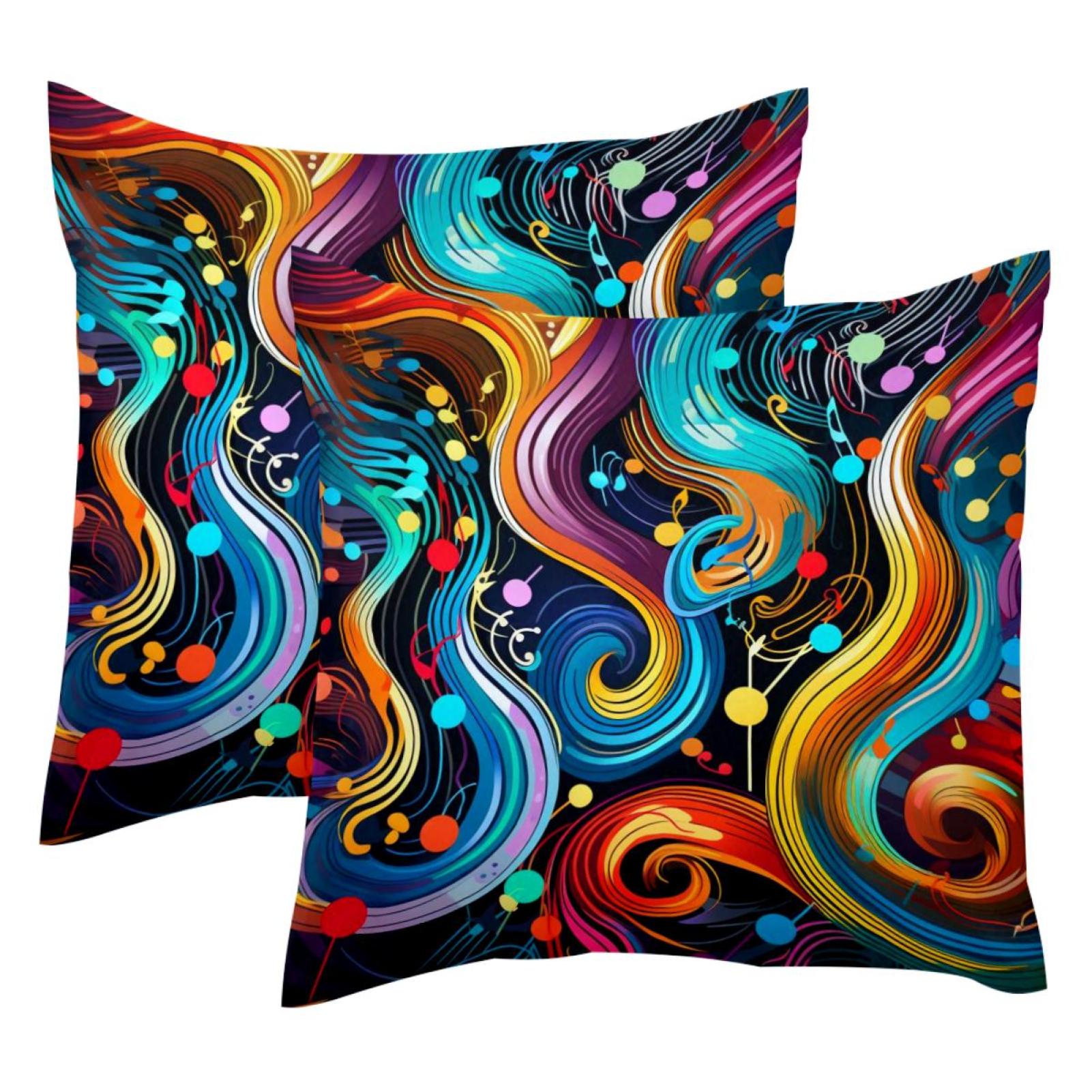 Musical Note Pattern 2PCS Printed Square Cushion 18x18 Inch Pillow ...