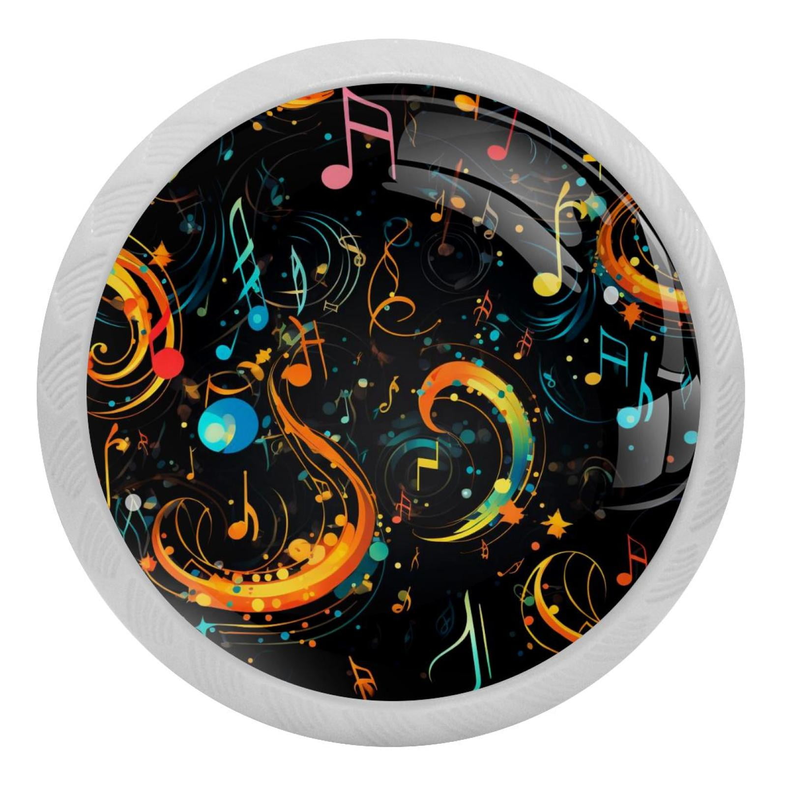 Musical Note Pattern 4PCS Cabinet Knobs Pulls Fluorescent Drawer Handle ...
