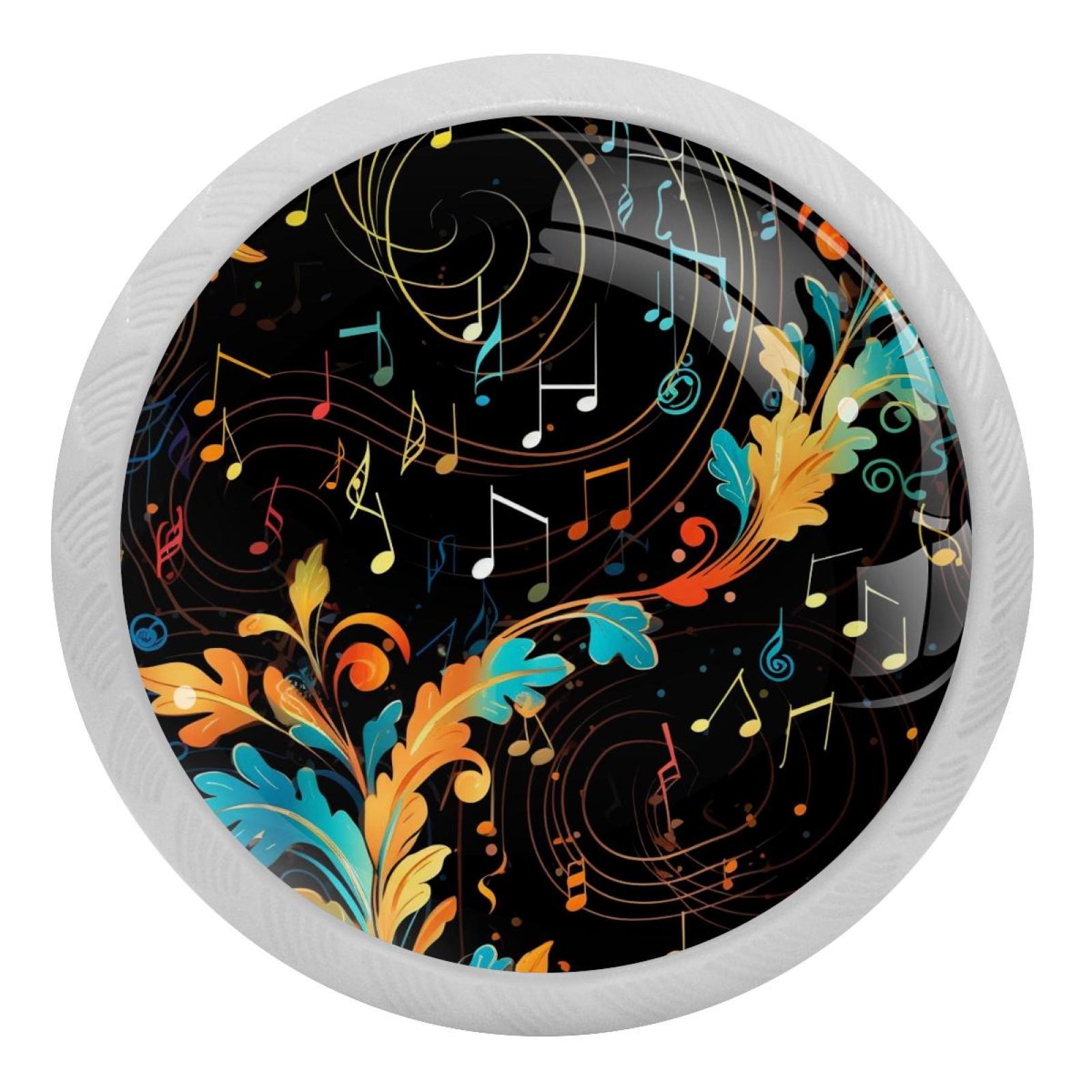 Musical Note Pattern 4PCS Cabinet Knobs Pulls Fluorescent Drawer Handle ...