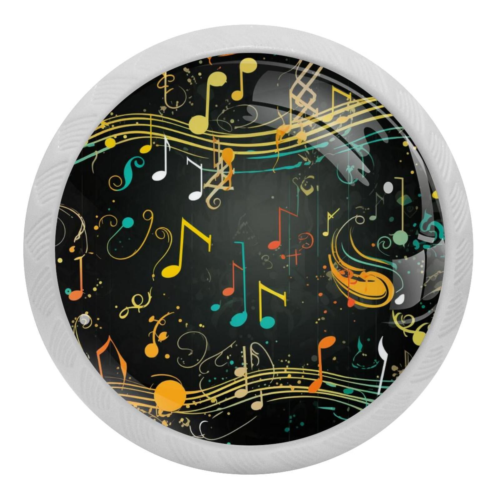 Musical Note Pattern 4PCS Cabinet Knobs Pulls Fluorescent Drawer Handle ...