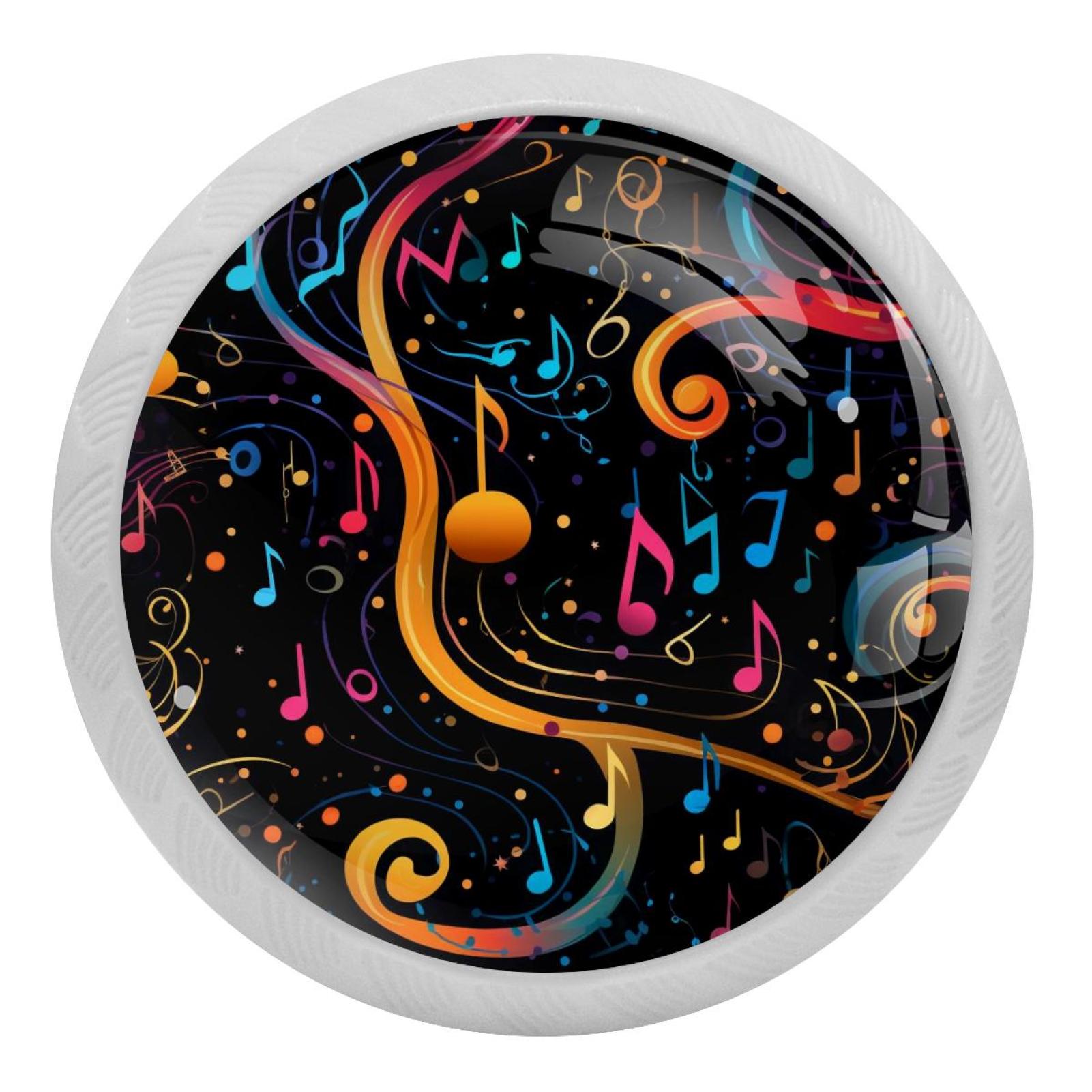 Musical Note Pattern 4PCS Cabinet Knobs Pulls Fluorescent Drawer Handle ...
