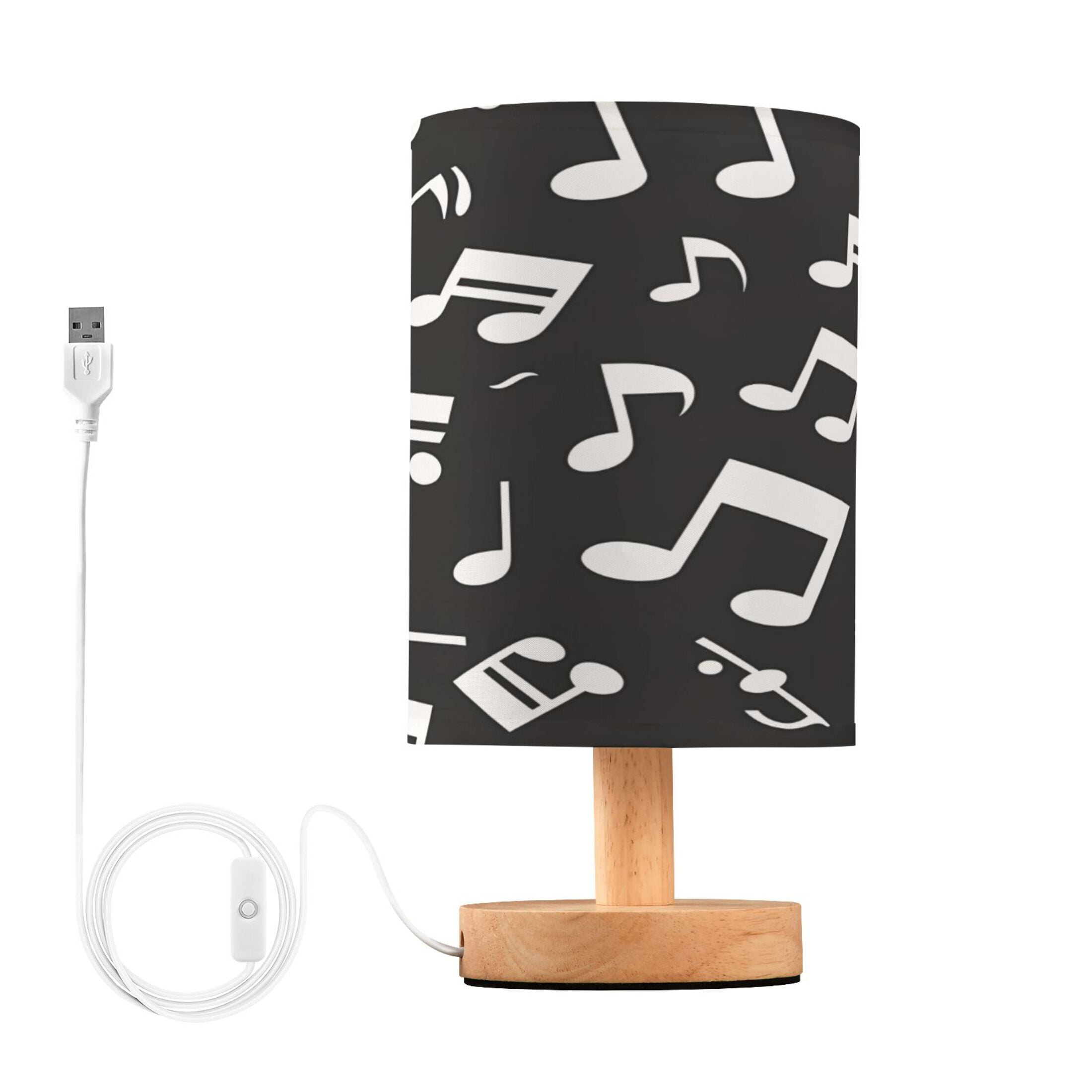 Musical Note Pattern Bedside Table Lamp Desk Warm Lights with USB ...