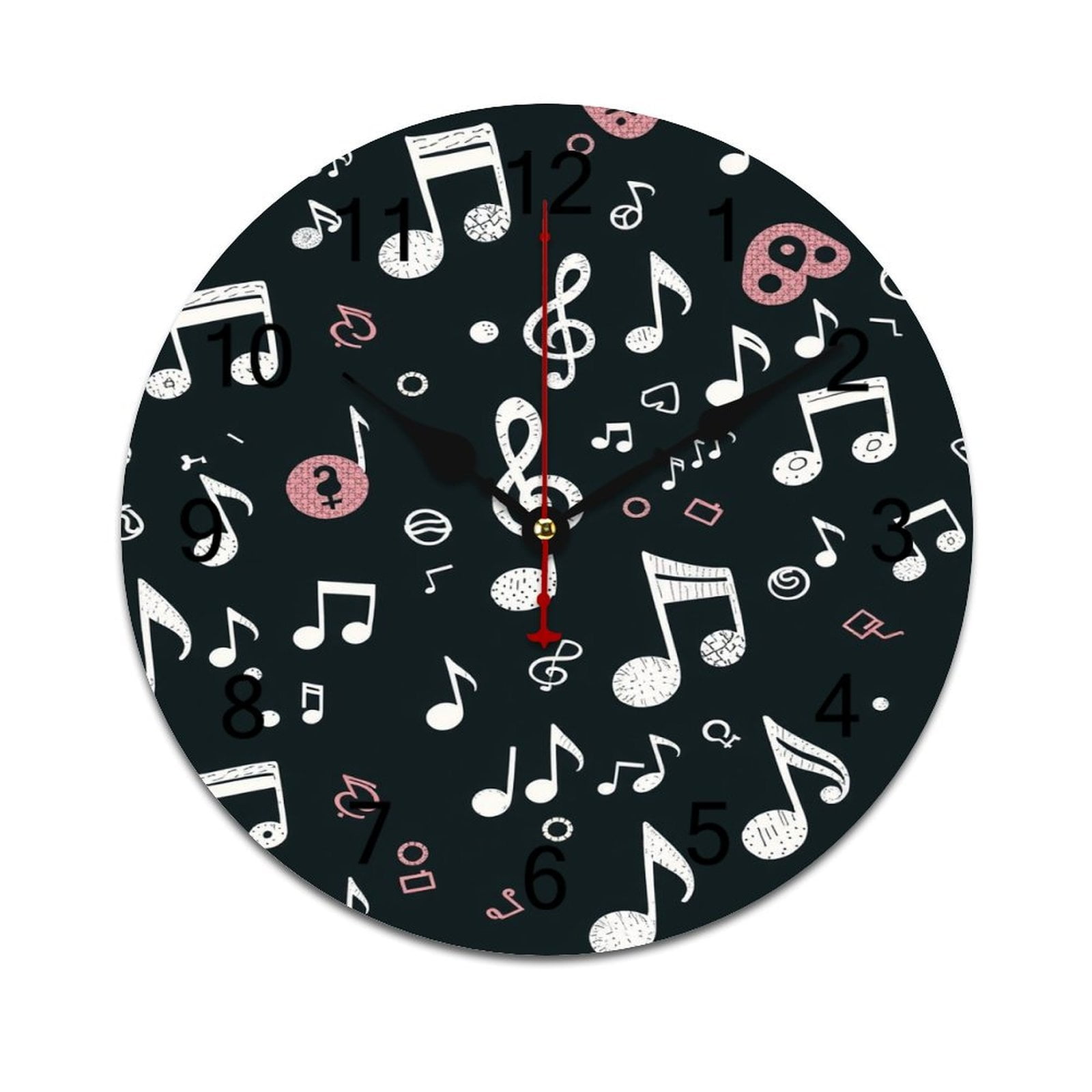 Musical Note Pattern Silent Wall Clock Movement Battery Clock Mechanism ...