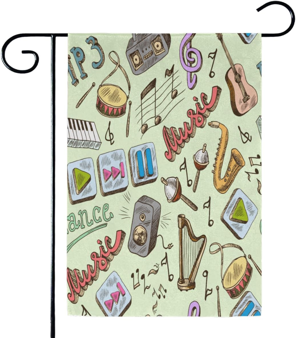 Musical Note Patterns Seasonal Garden Flags Yard Flags Garden Flags for ...