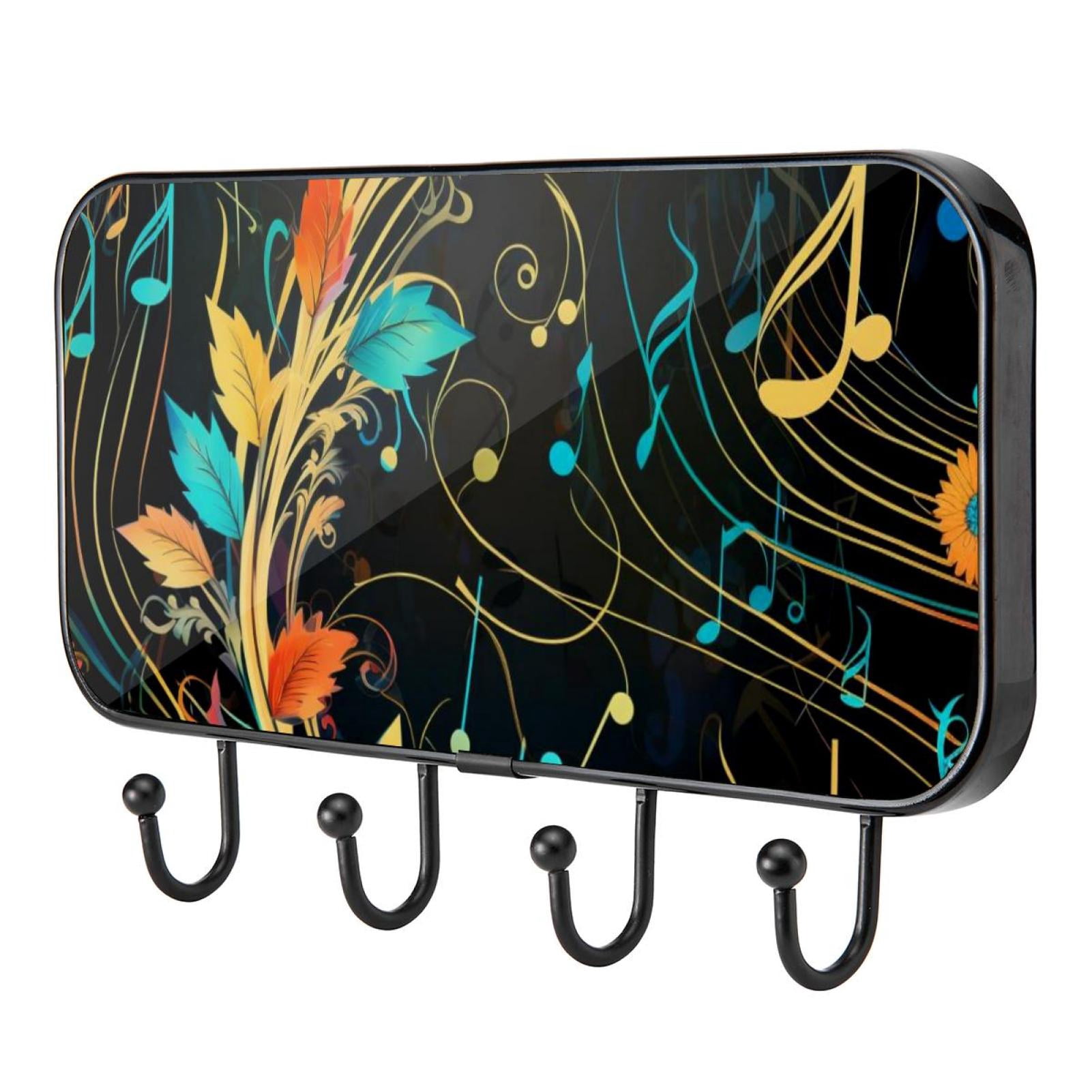 Musical Note Self Adhesive Towel Coat Wood Iron Hooks for Home Keys ...