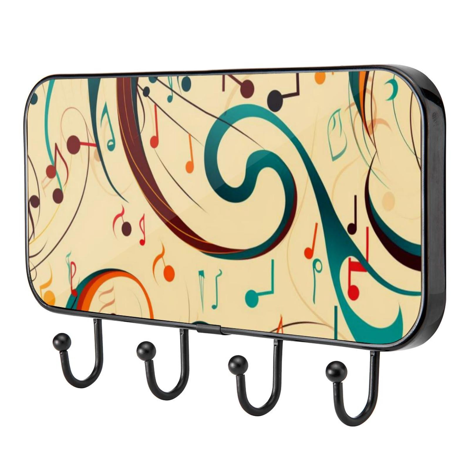 Musical Note Self Adhesive Towel Coat Wood Iron Hooks for Home Keys ...