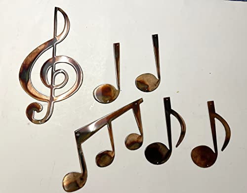 Musical Note Set 5 notes plus Treble Clef (copper bronzed glossy ...