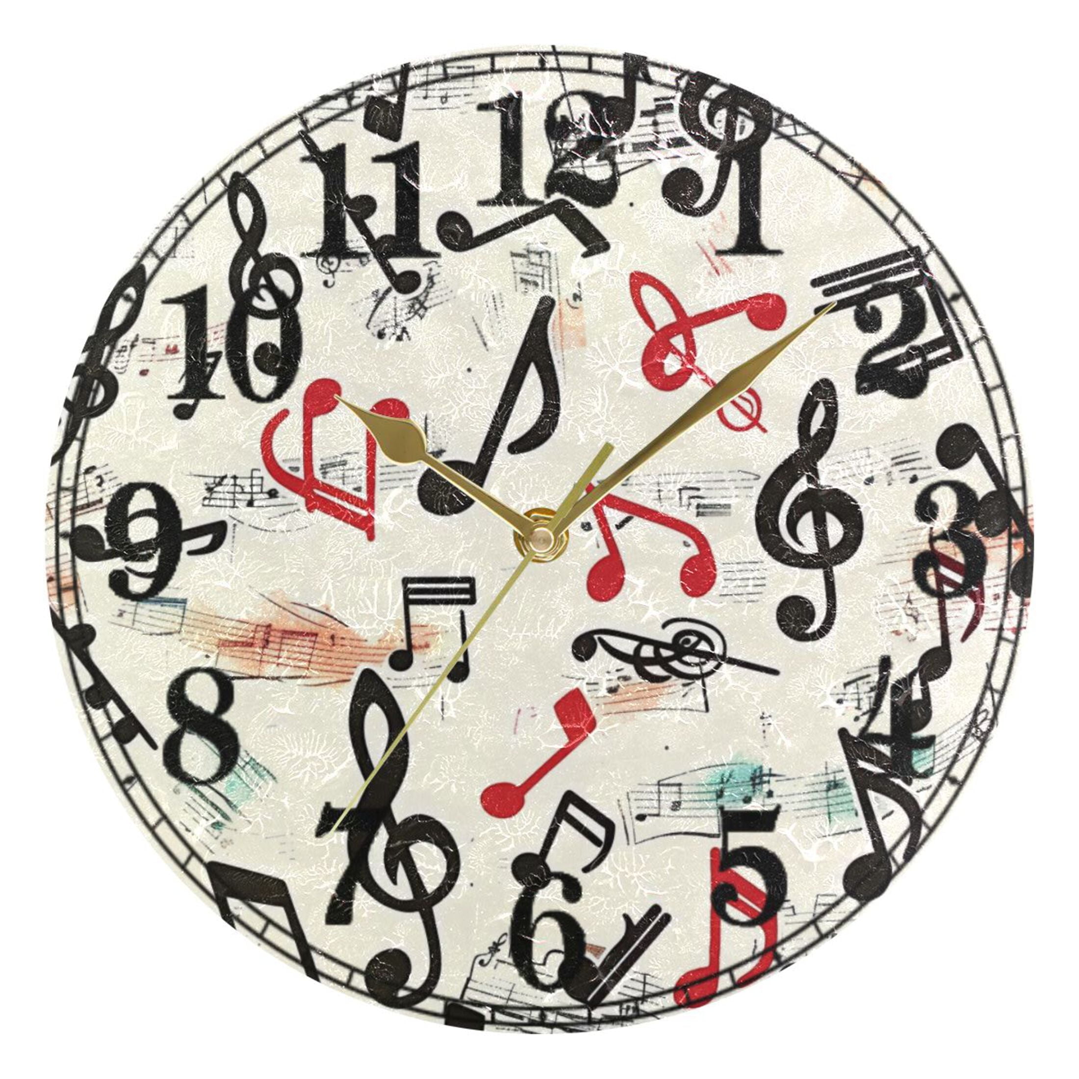 Musical Note Silent Wall Clock 10" Non-Ticking Battery Clock - Walmart.com