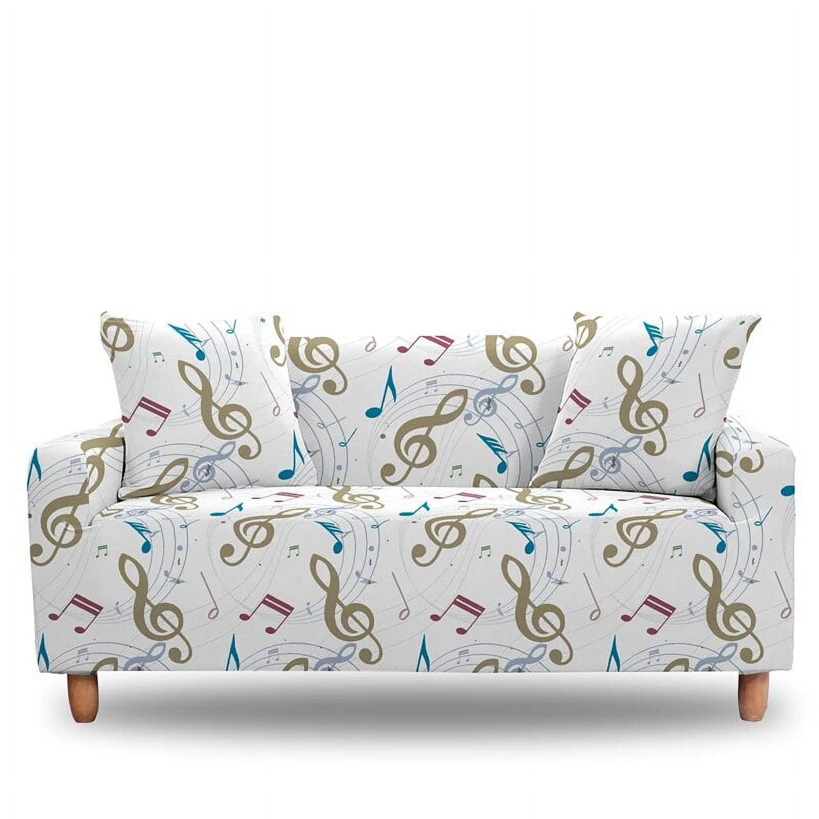 Musical Note Stretch Sofa Cover 1/2/3/4 Seats For Living Room Dust ...