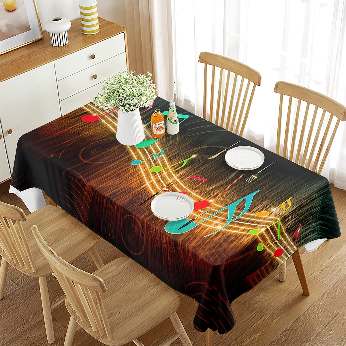 Musical Note Theme Rectangle Tablecloth Strings Music Art rations for ...