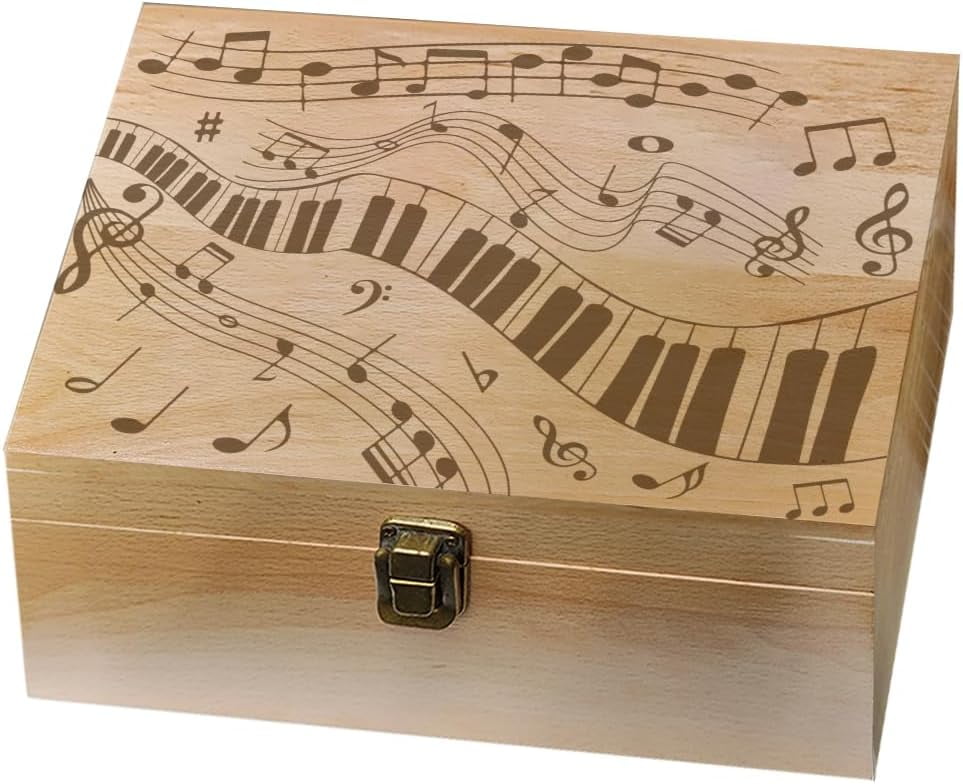Musical Note Theme Wooden Memory Keepsake Box Metal Knot Box with ...