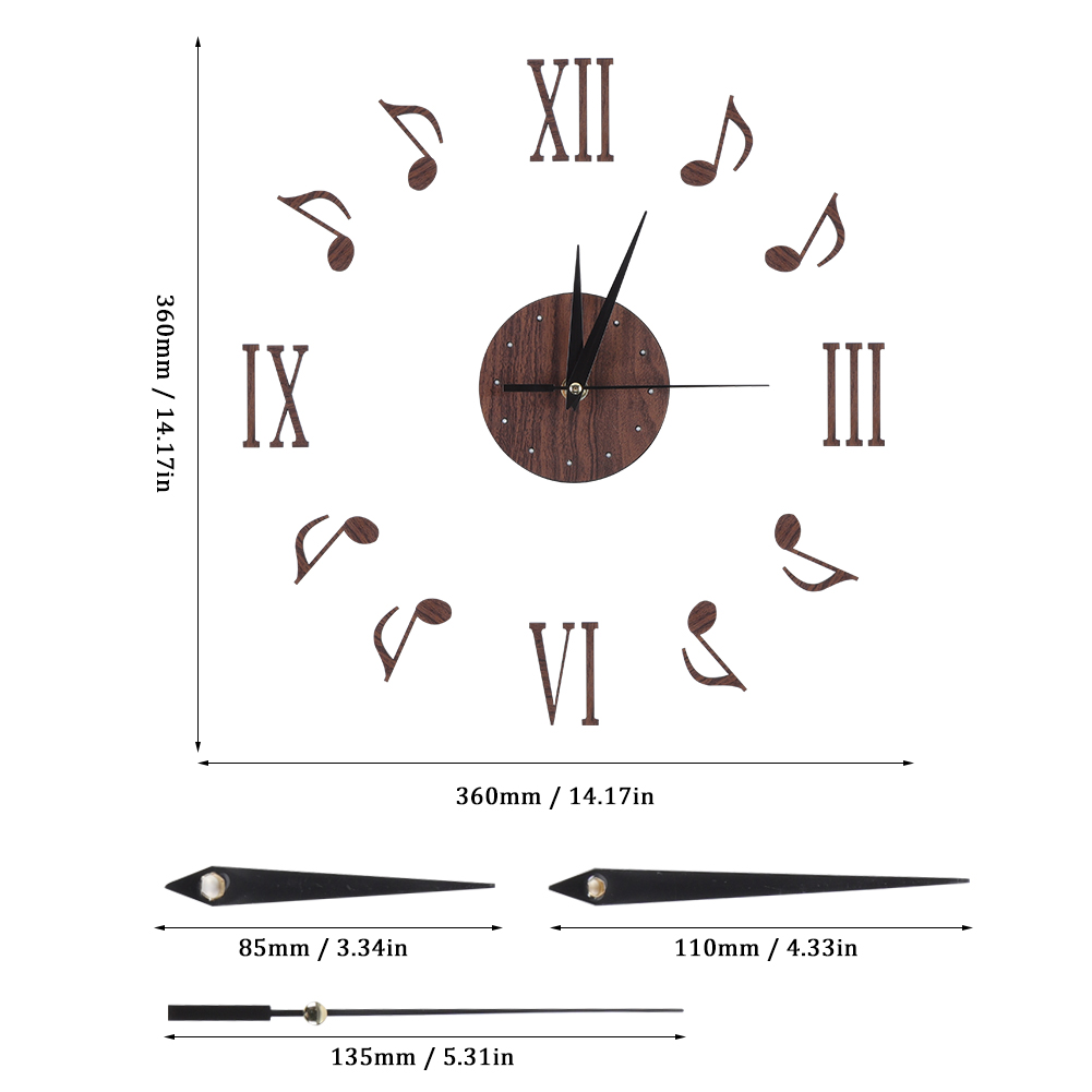 Musical Note Wall Clock with Vinyl CD Dial Plate and 3D Roman Numerals ...