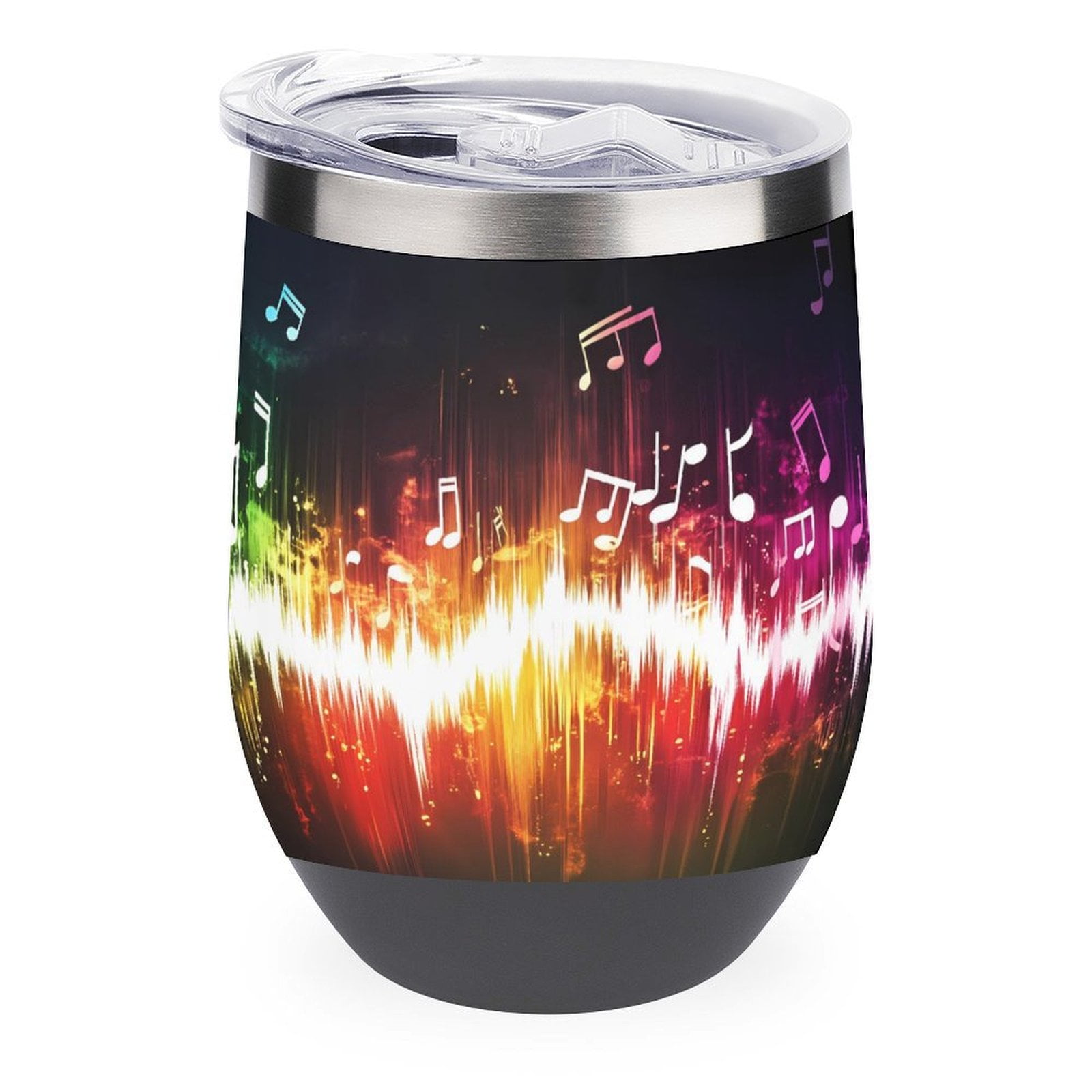 Musical Notes And Sound Waves 12oz Wine Tumbler with lid Stainless ...