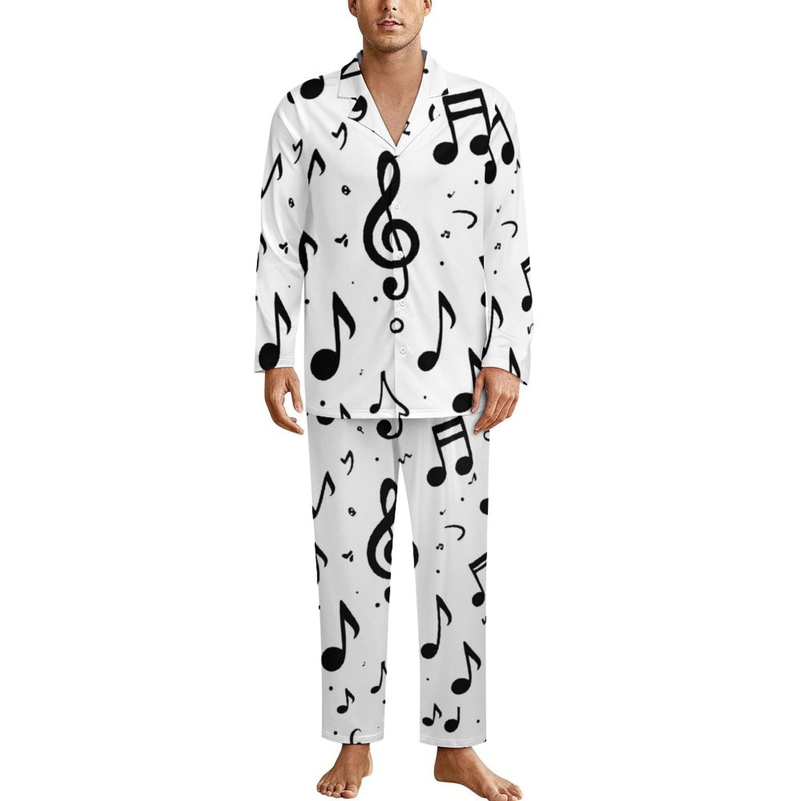Musical Notes Background Pajama Set Autumn Soft Home Sleepwear Man 2 ...