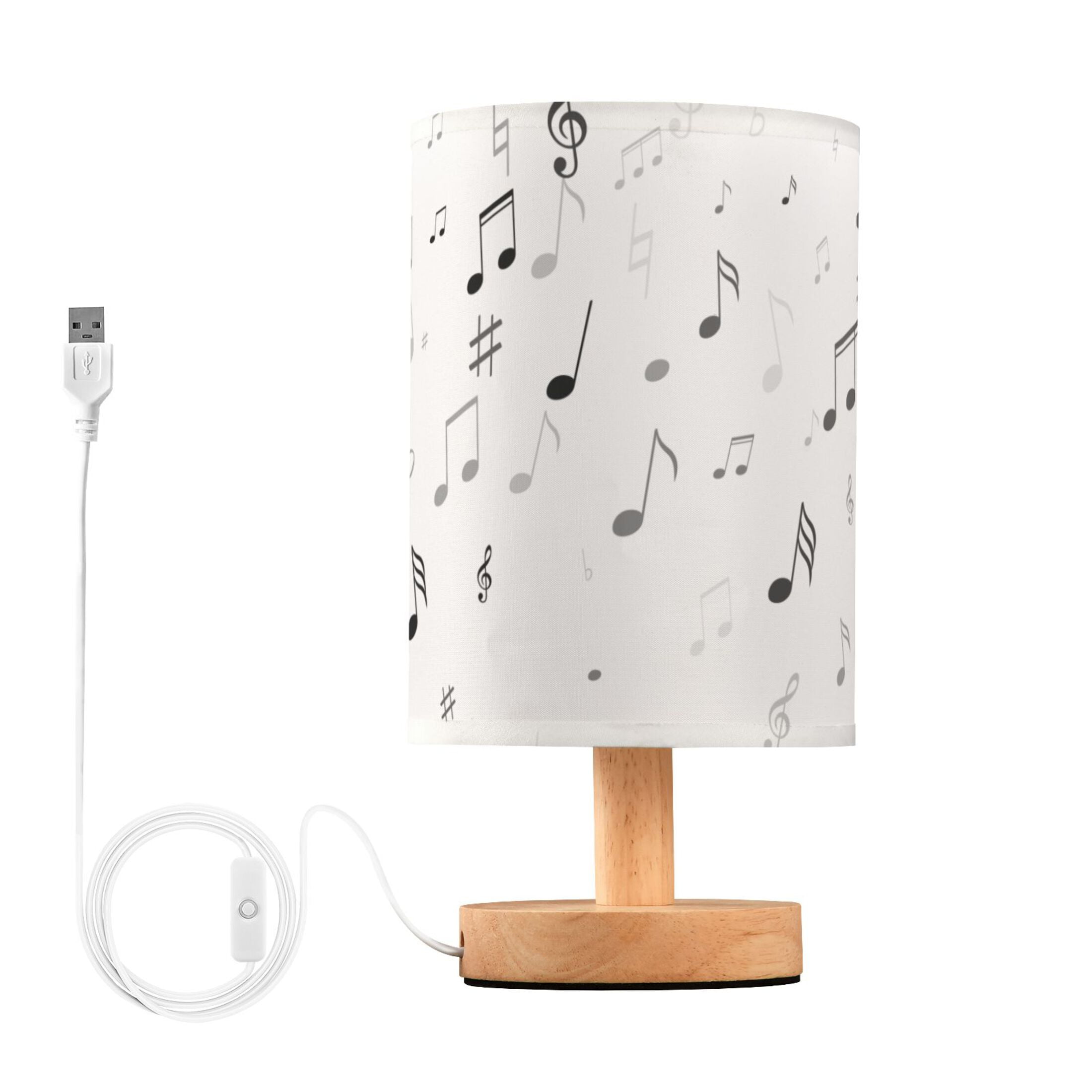 Musical Notes Bedside Table Lamp LED Warm Lights with USB Charging Port ...