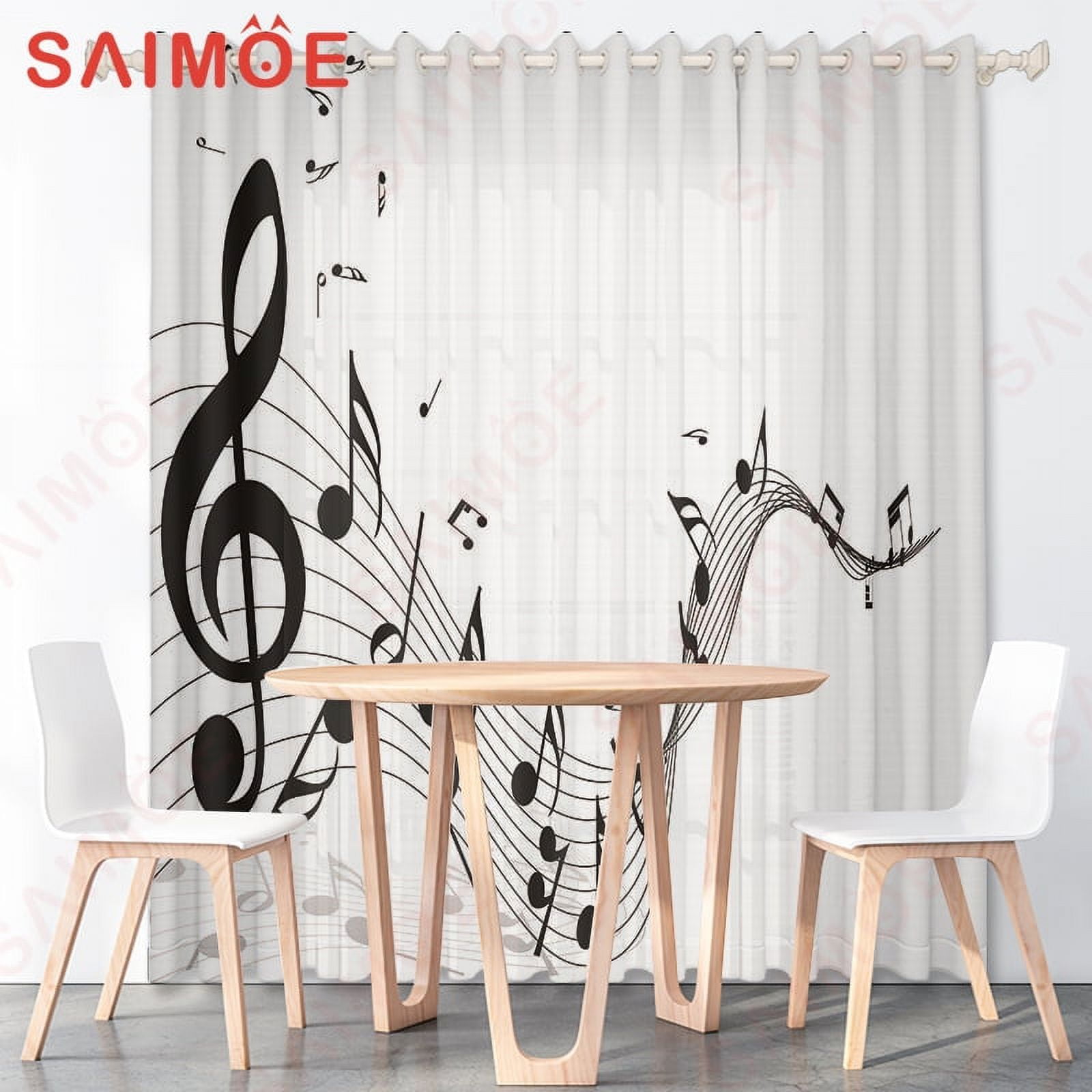 Musical Notes Black Music Symbol Curtains for Living Room Bedroom ...