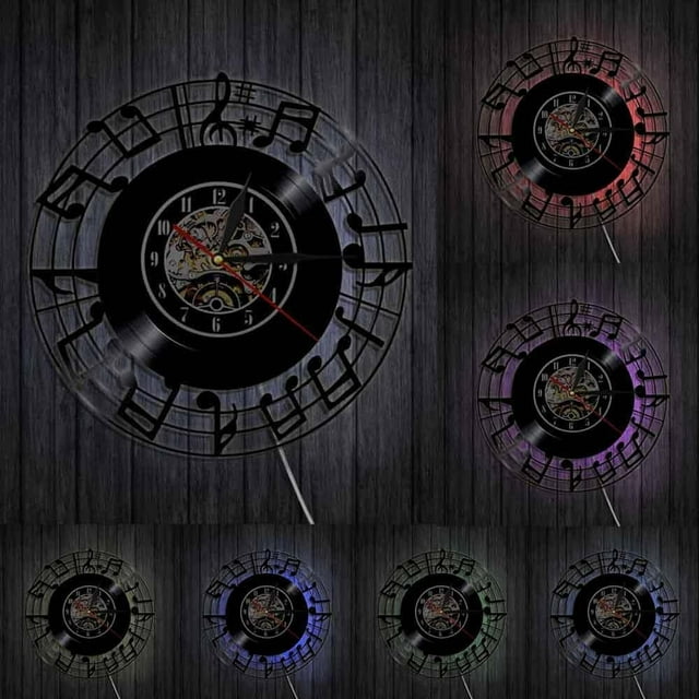 Musical Notes Clef Music Studio Home Decor Bedroom Interior Wall Clock ...