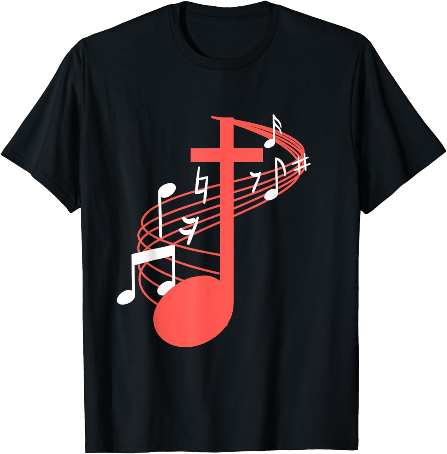 Musical Notes Cross Christ Jesus Church Music Choir Gift T-Shirt ...