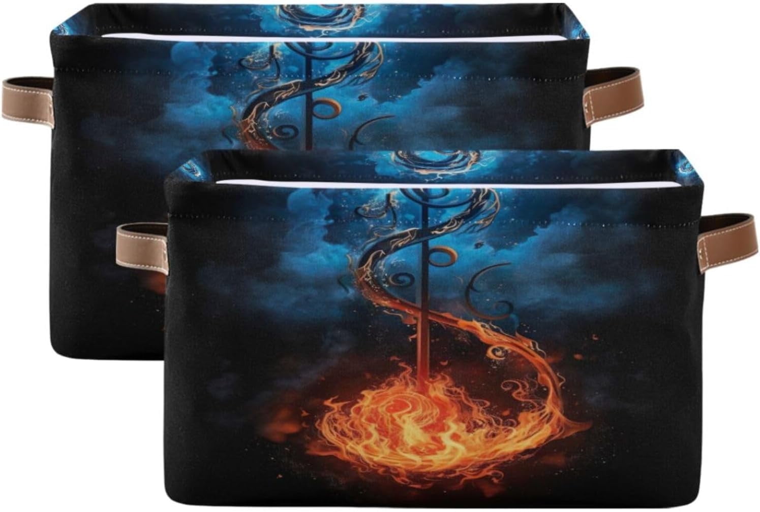 Musical Notes Foldable Storage Basket for Shelves, Collapsible Sturdy ...