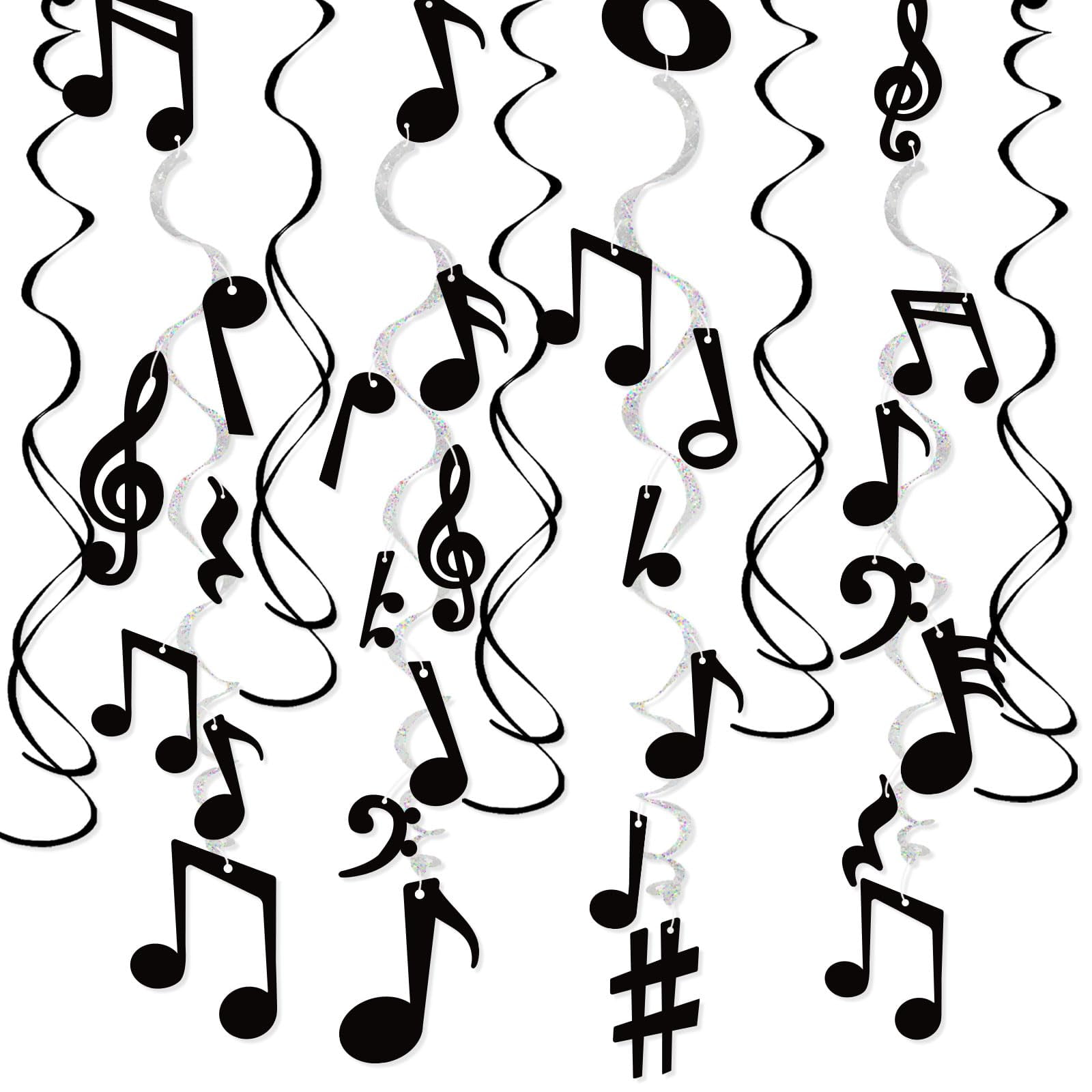 Musical Notes Hanging Swirl 30 Pack Music Cutout Party Decorations ...